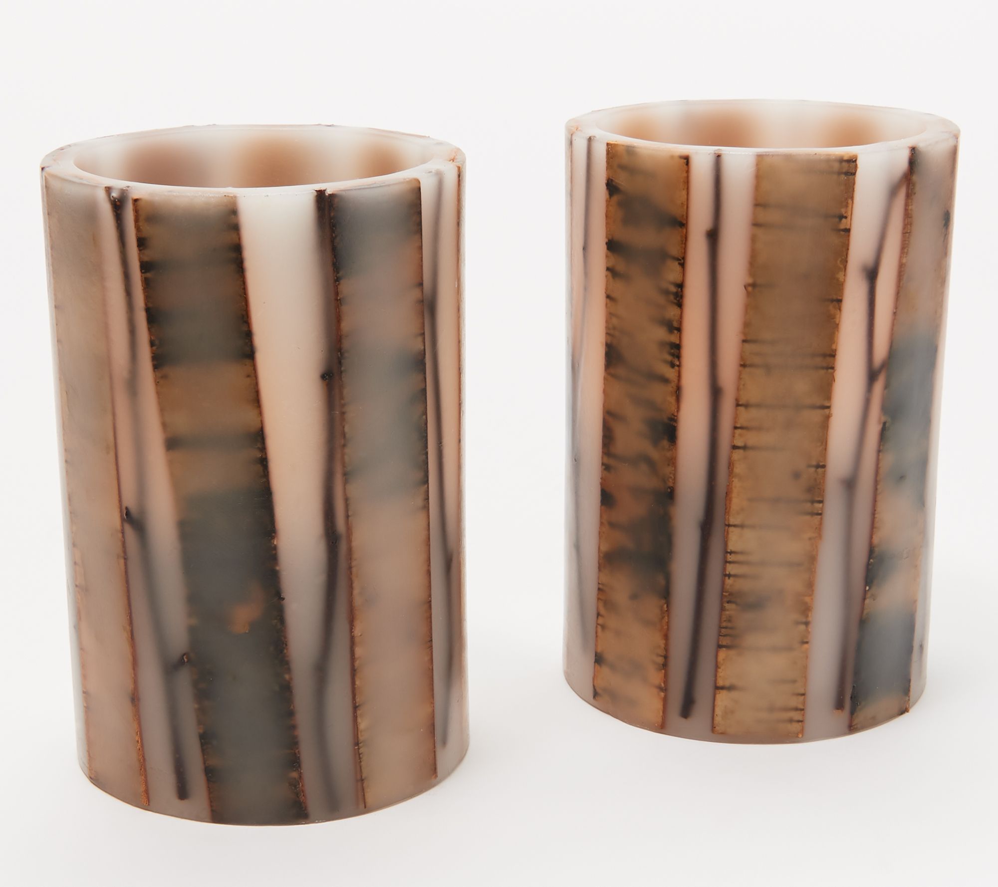 Scott Living Set of (2) 6" Birch Wax Flameless Pillar Candles - QVC.com