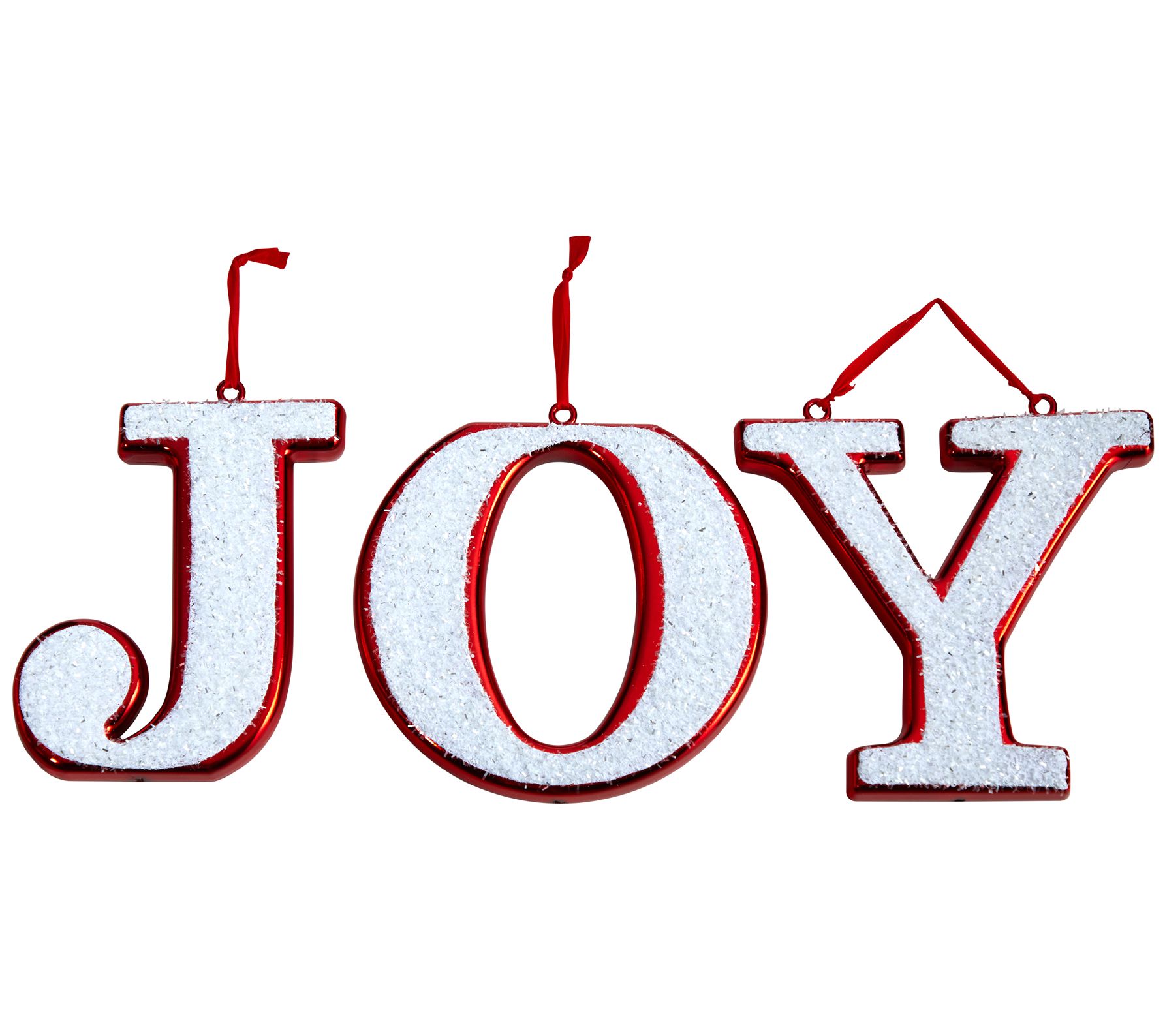 Nearly Natural 8.5" JOY Holiday Plastic Ornament Set - QVC.com
