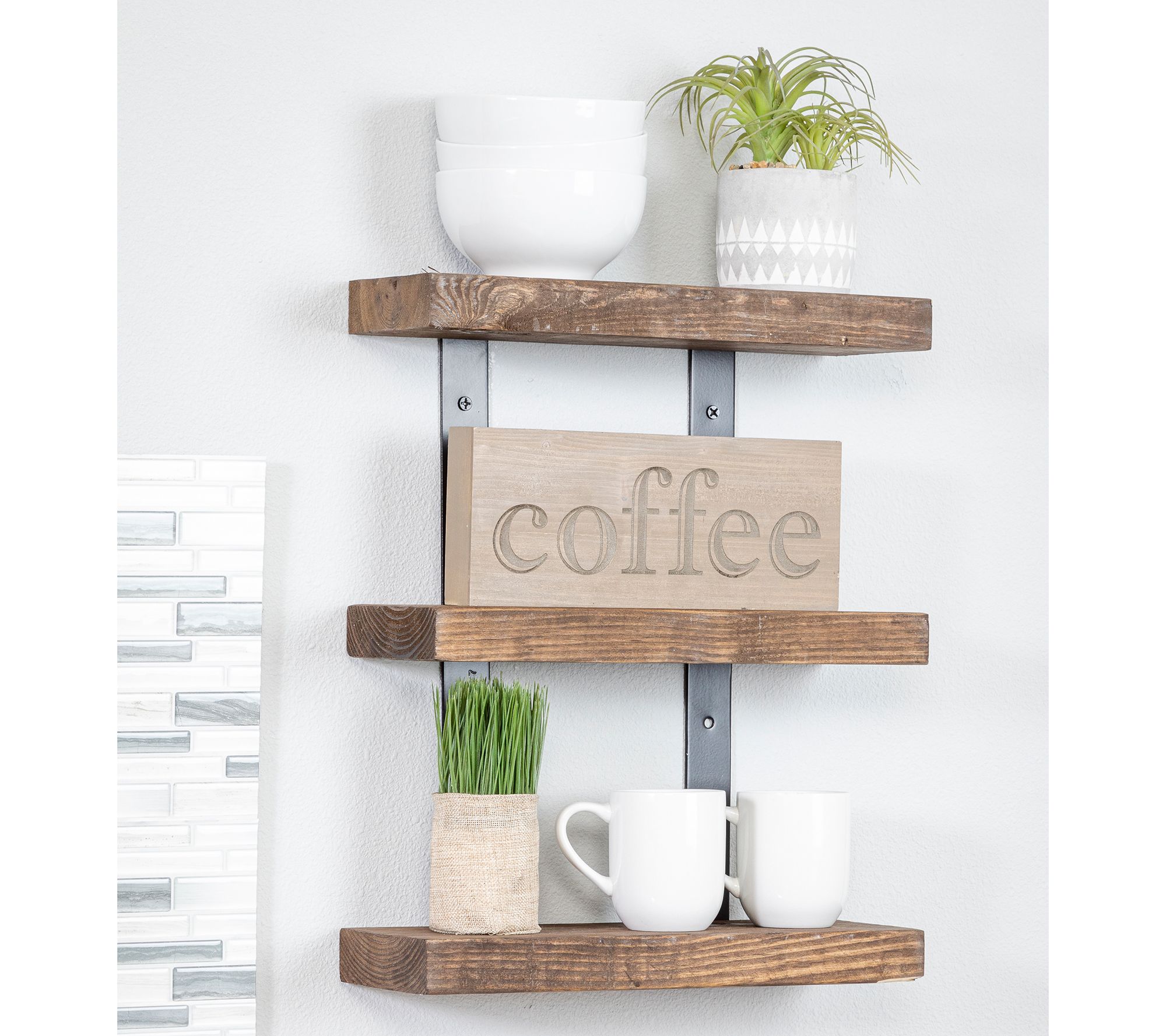 Industrial Three-tier 16" Floating Shelf - QVC.com