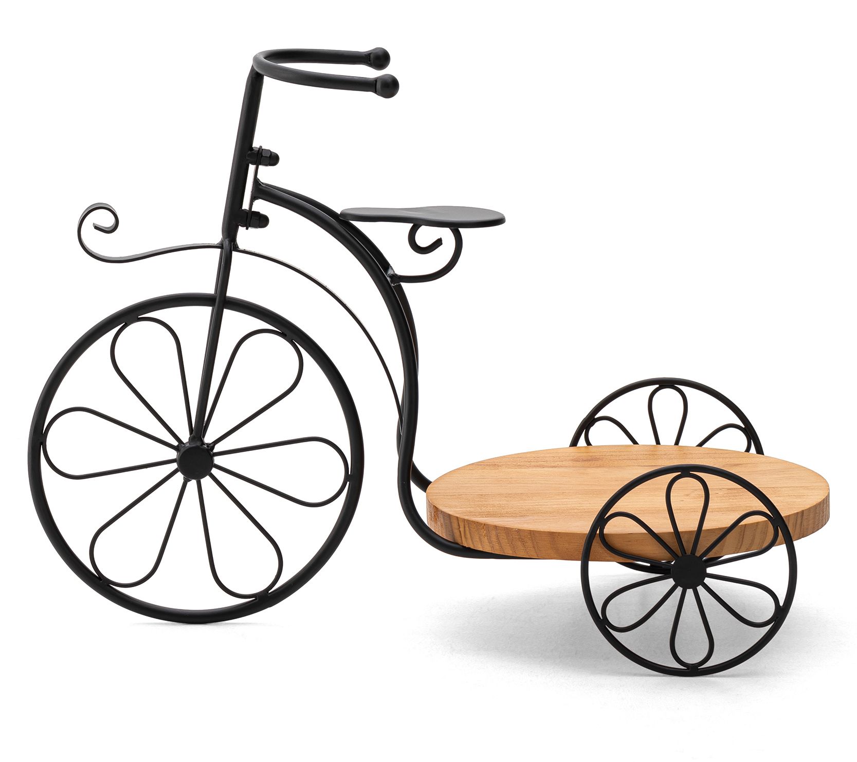 Glitzhome 18" Metal Tricycle Planter Stand withWood Tray - QVC.com