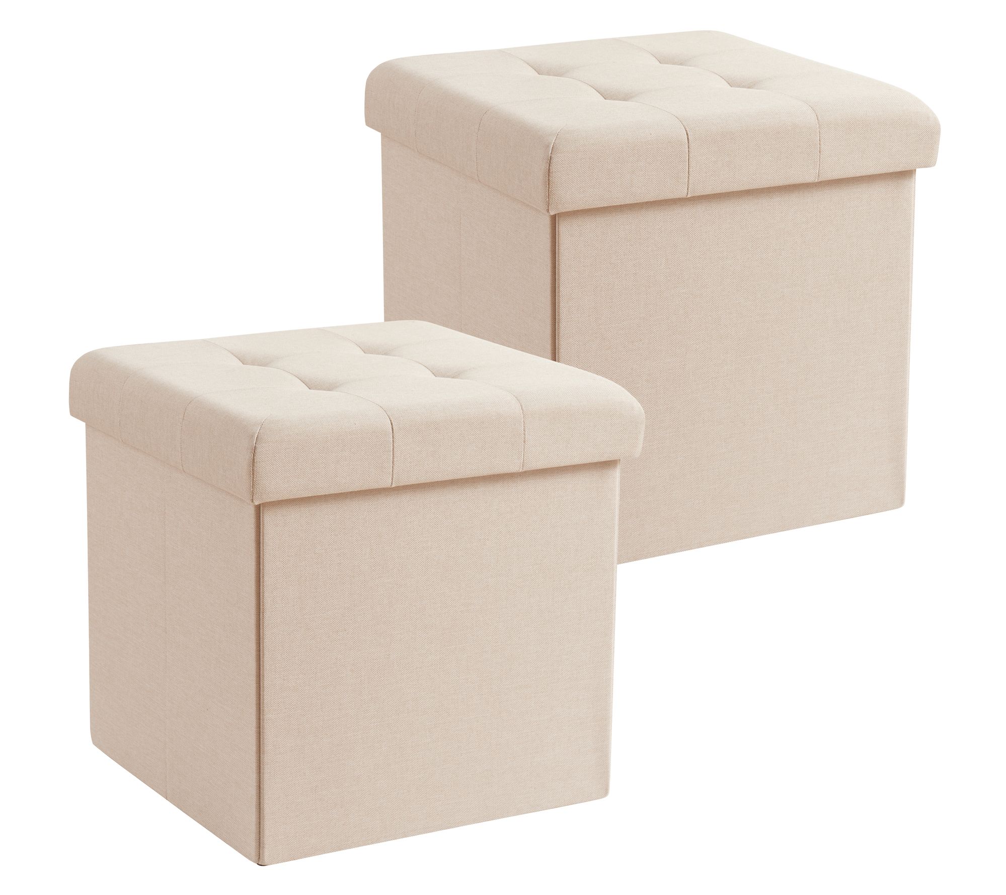 Ornavo Home 2-Pack Linen Square Storage Ottoman - QVC.com