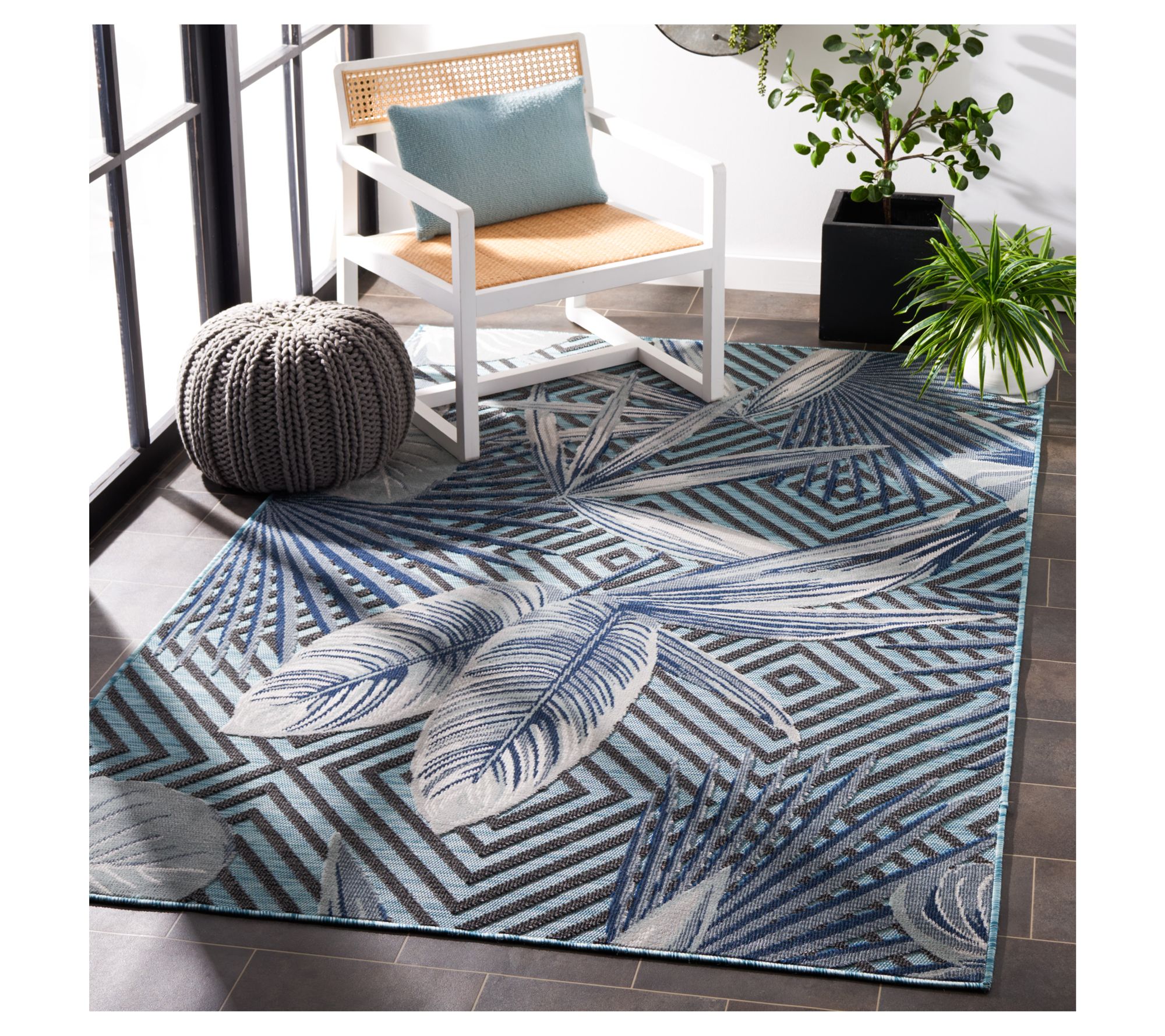 Safavieh Tropical Geometry 8' x 10' Outdoor Rug - QVC.com
