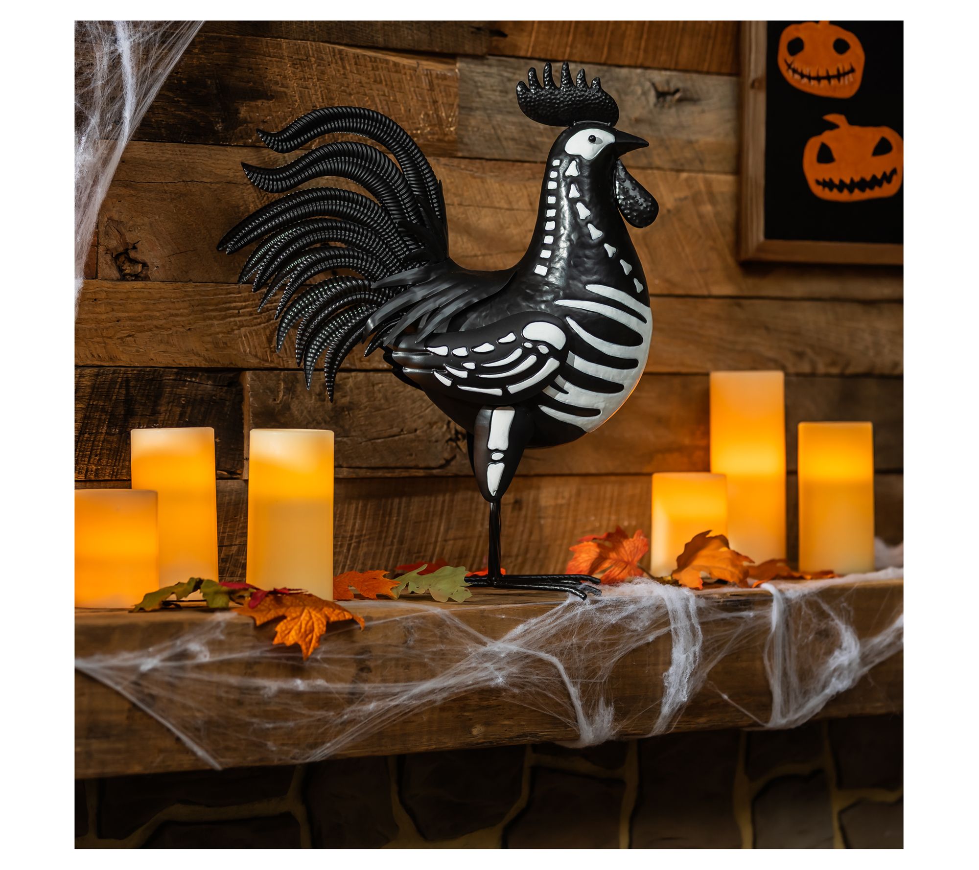 Evergreen Metal Skeletal Rooster Garden Statue | QVC