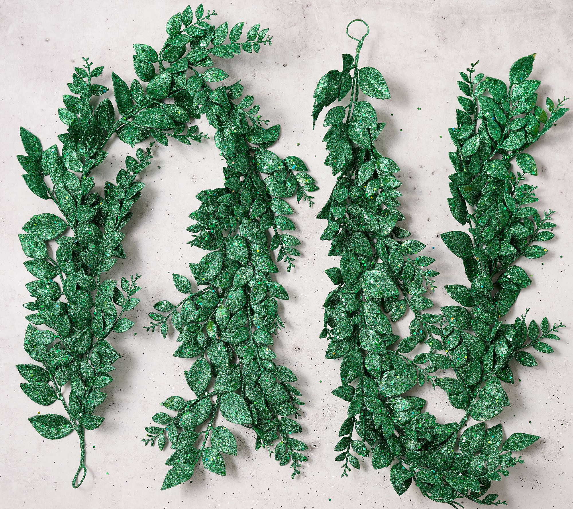 "As Is" Set of 2 4' Glittered Leaf Garlands by Valerie - QVC.com