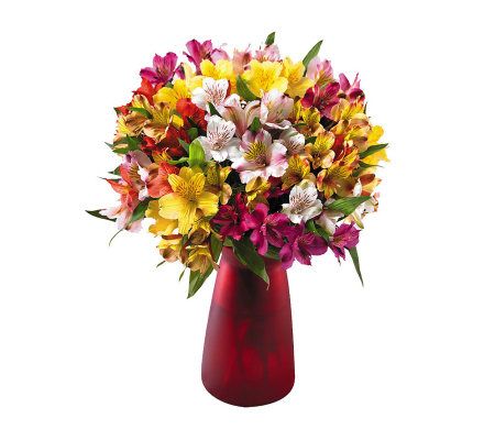 100 Blooms of Peruvian Lilies with Vase by ProFlowers - QVC.com