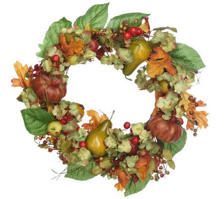 Hydrangea and Fruit 20" Wreath by Valerie - QVC.com