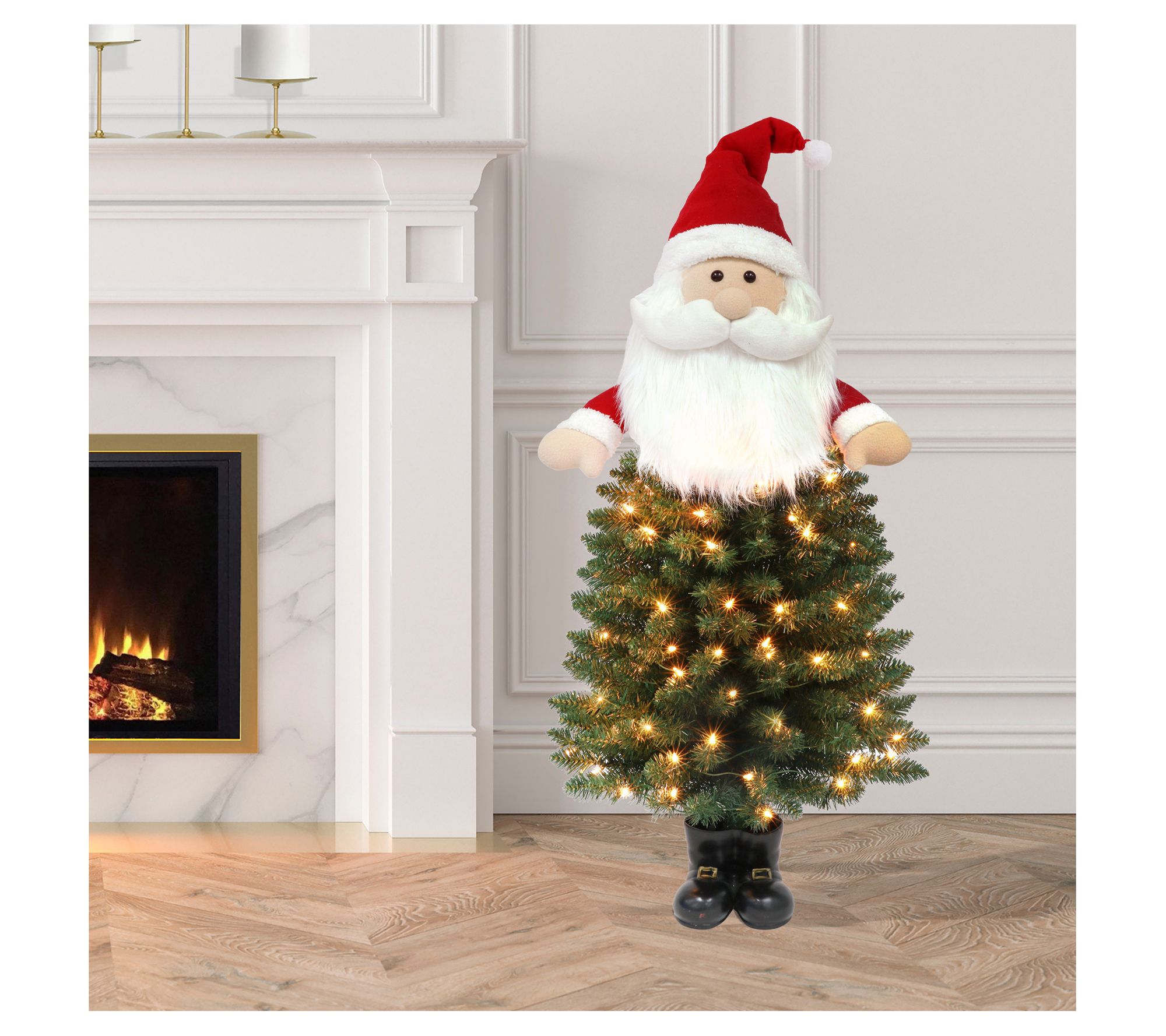 Puleo 4 ft Pre-Lit Santa Tree - 100 Clear Lights - QVC.com