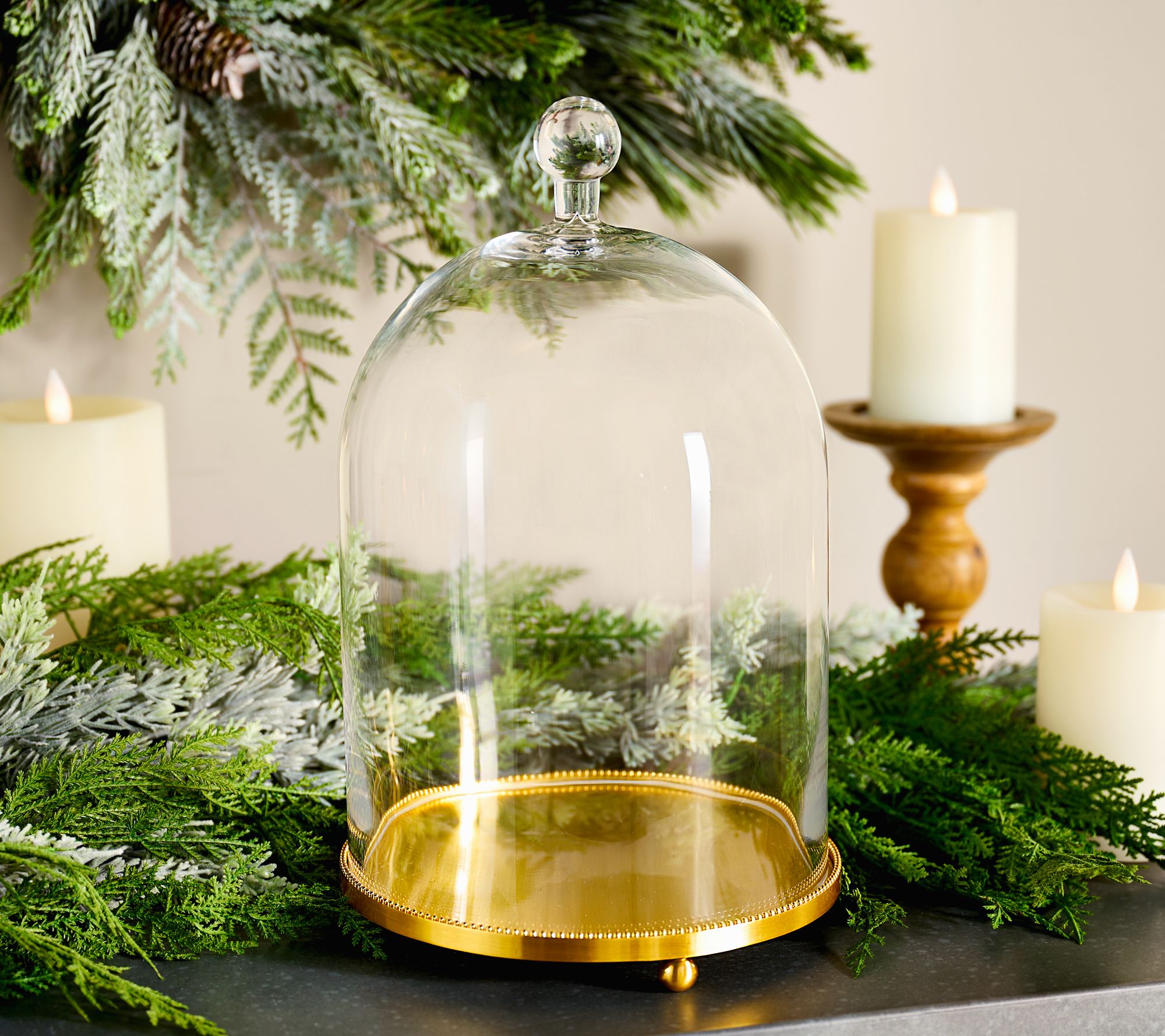 "As Is" Home Reflections 13" Decorated Glass Cloche with Stand - QVC.com