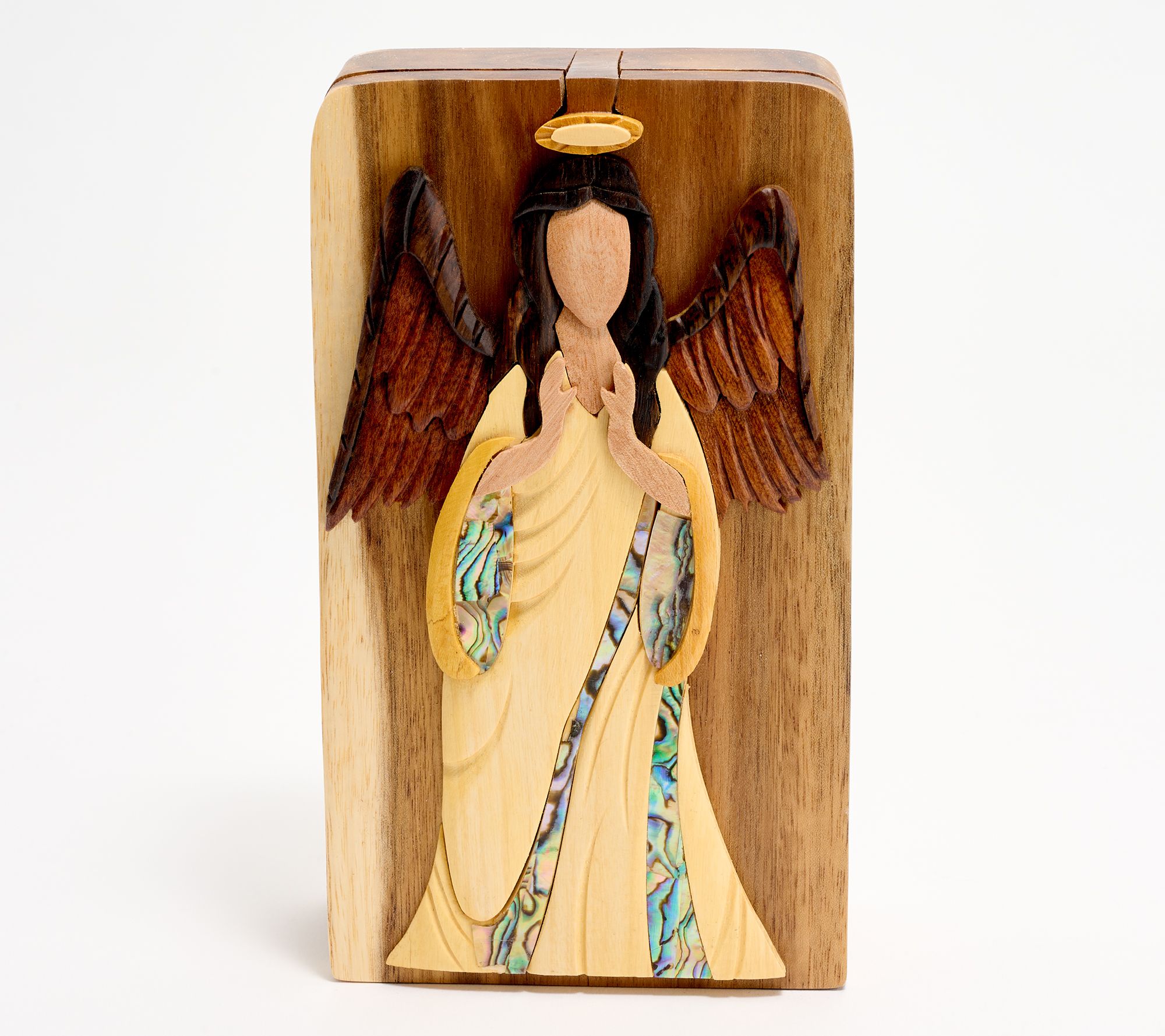 Carver Dan's Mother of Pearl Guardian Angel Puzzle Box - QVC.com