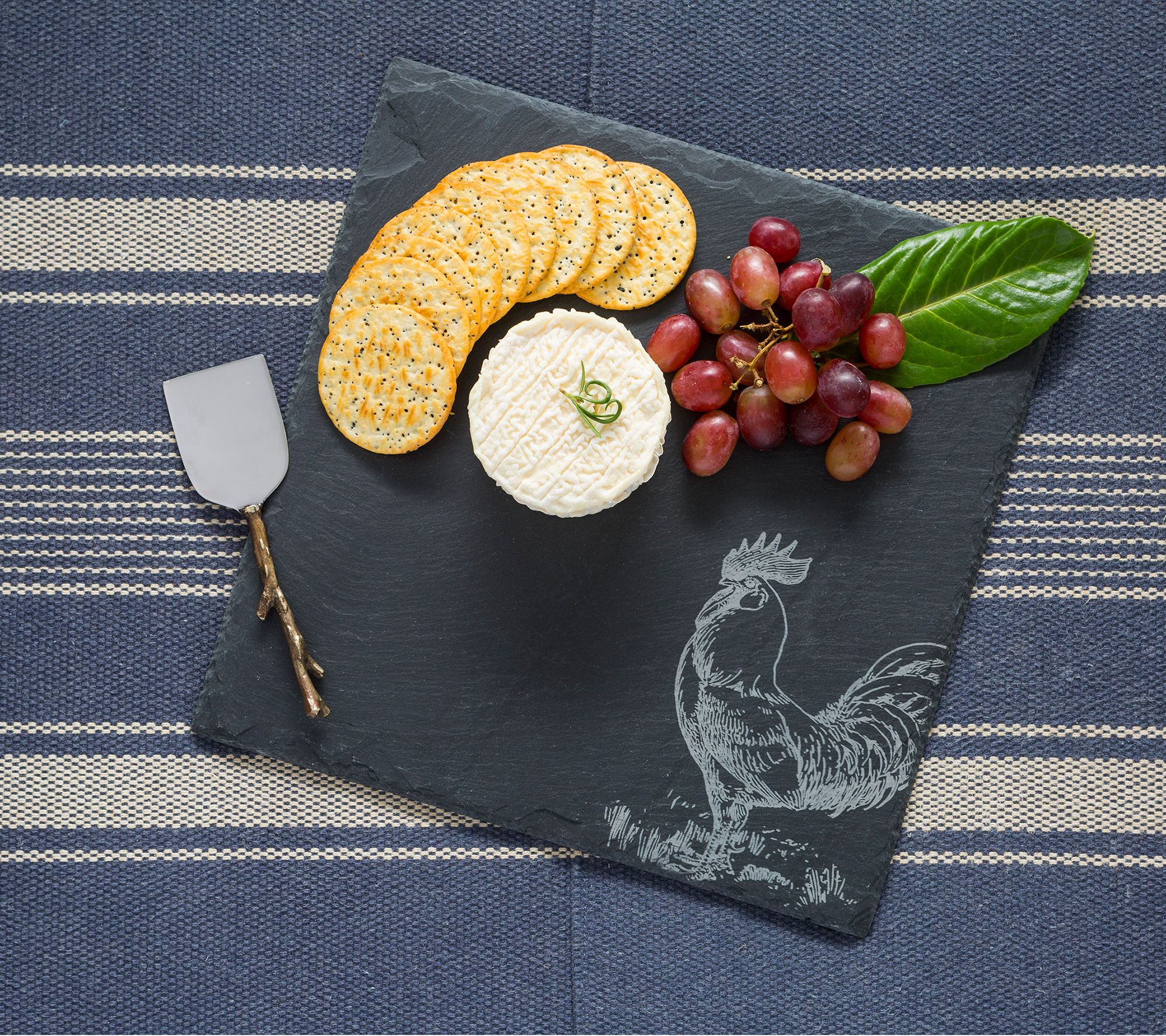 JK Adams Slate Cheese Server 12"x12" Rooster - QVC.com