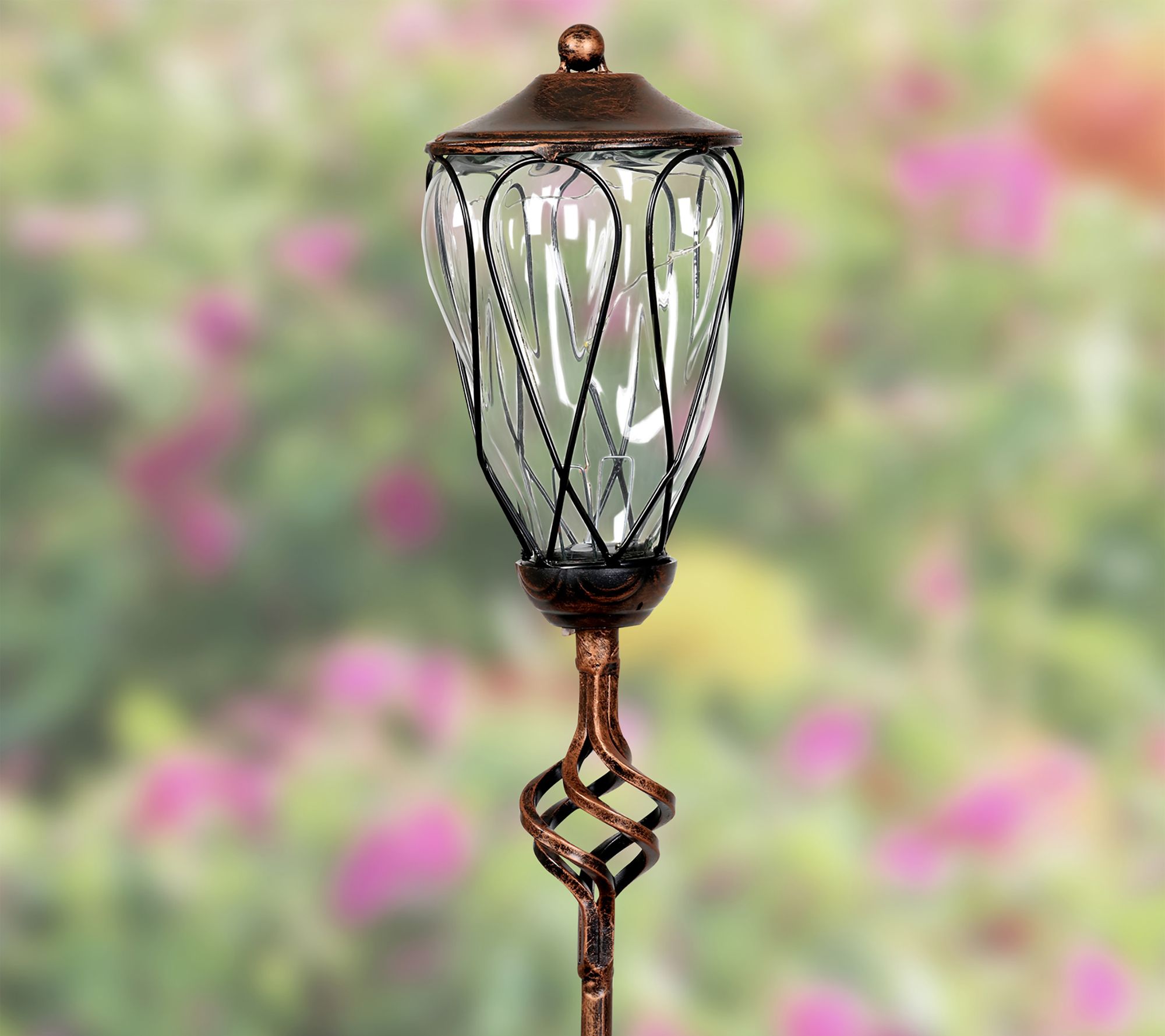 Solar Metal Wire and Glass Garden Stake Loops by Exhart - QVC.com