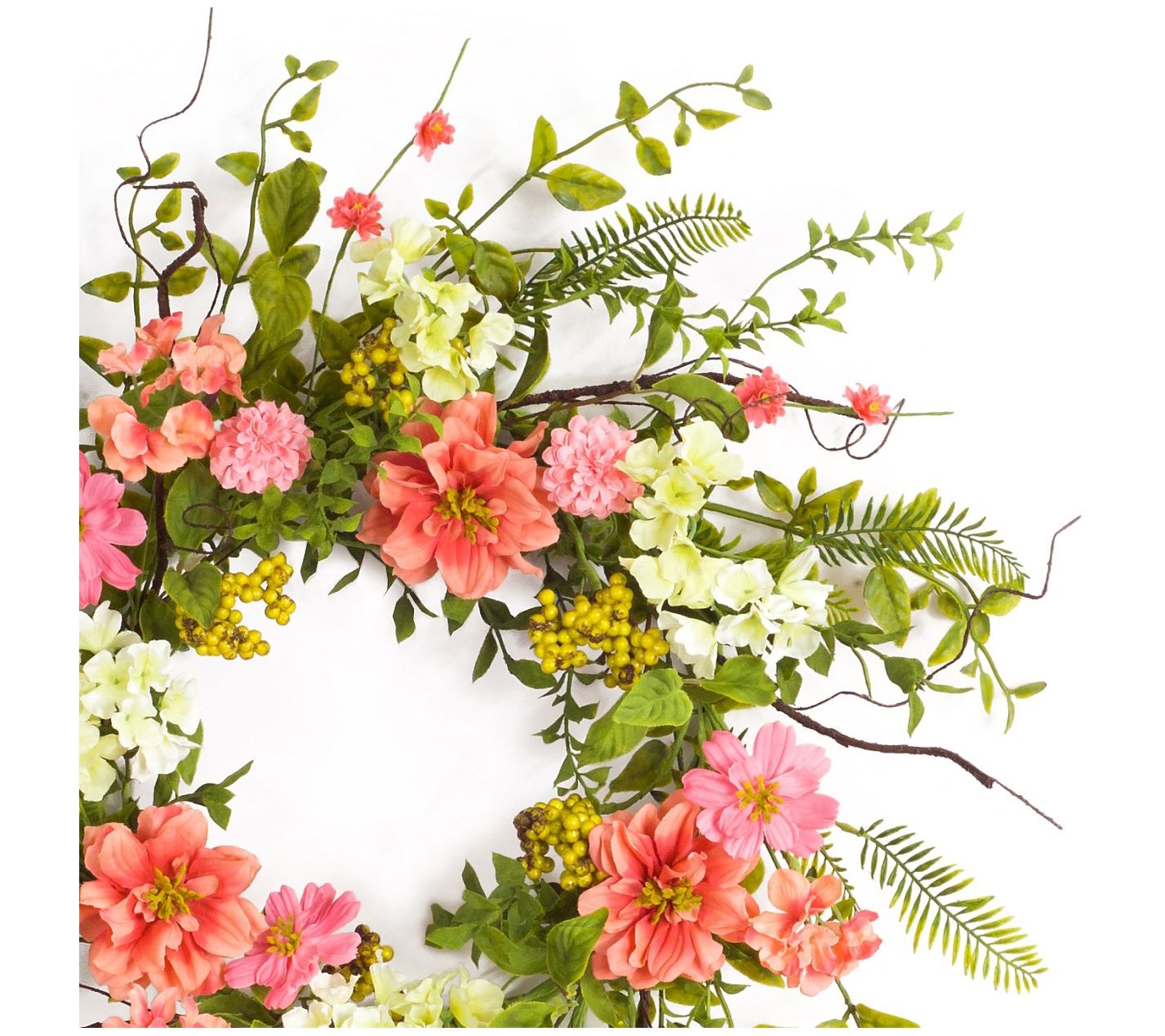 Melrose Cosmos Floral & Berry Twig Wreath 27"D - QVC.com