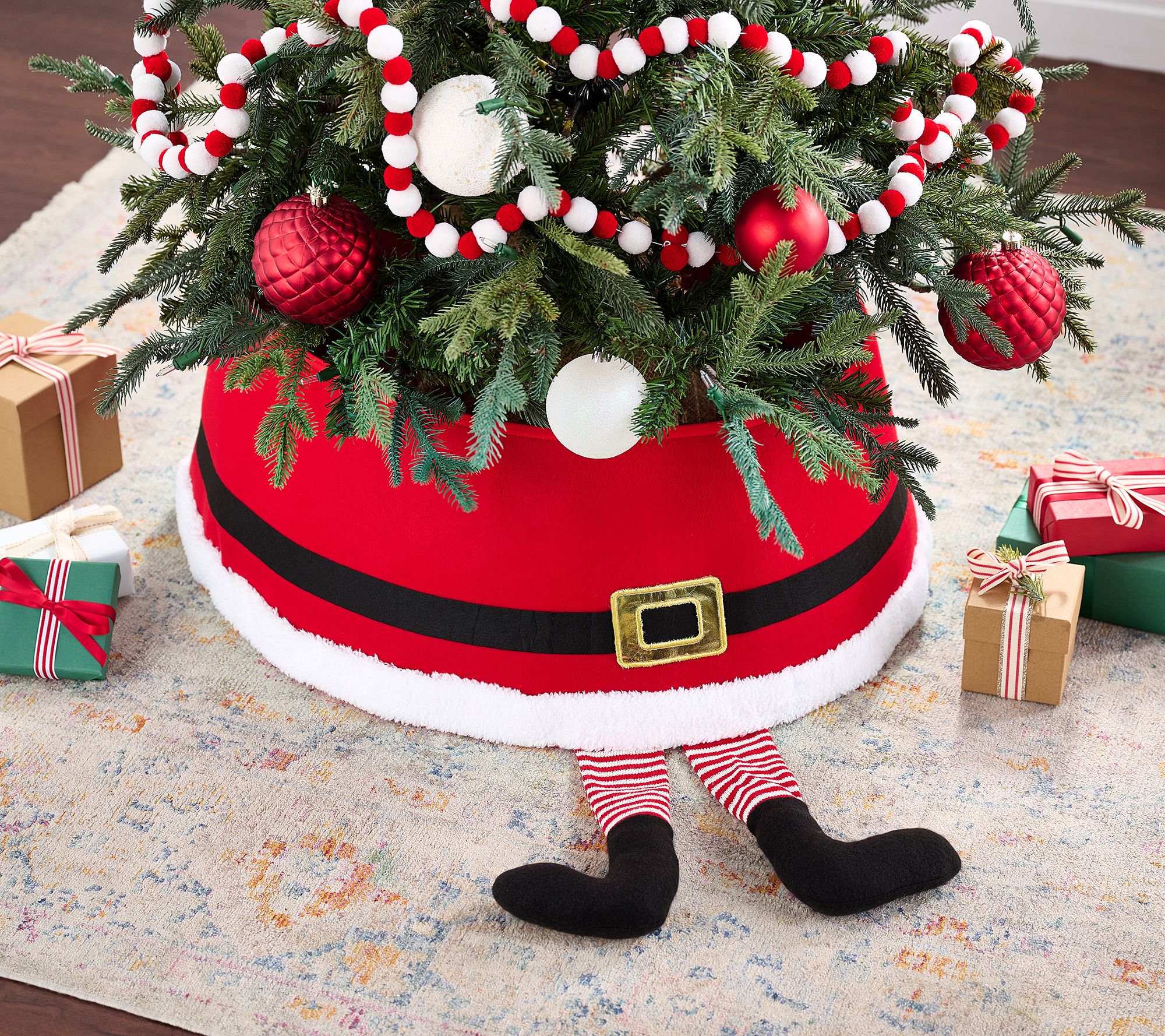 "As Is" Santa's Suit Fabric Tree Collar by Valerie - QVC.com