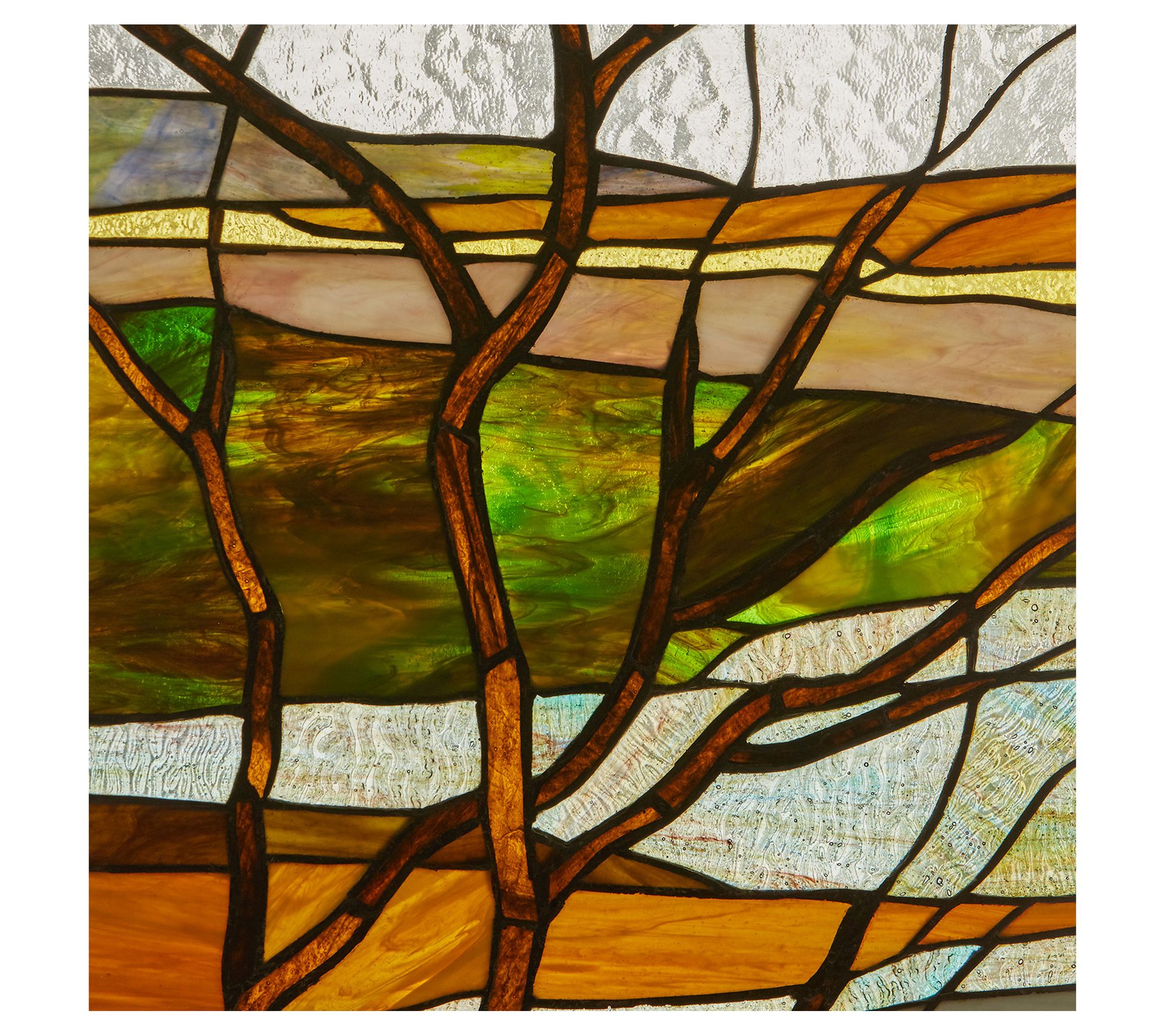 River of Goods 20"H Treescape Stained Glass Window Panel - QVC.com