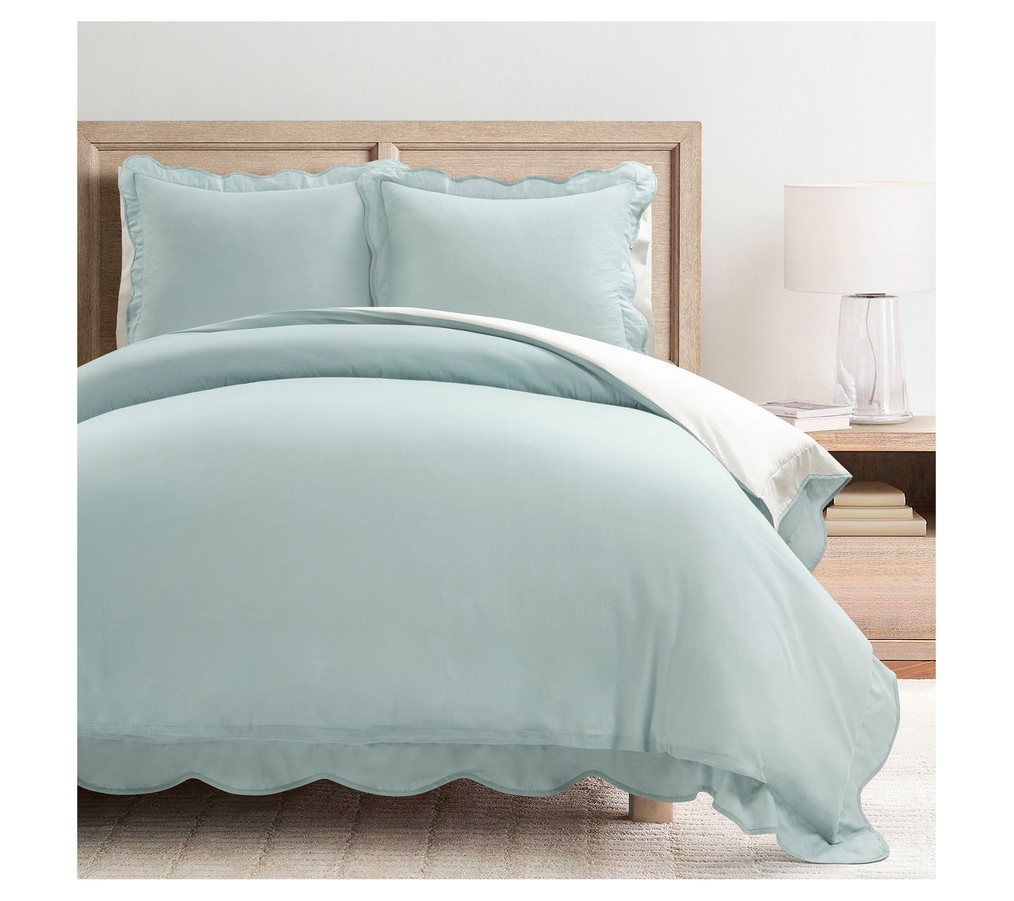 Lush Decor Coas tal Chic Scallo p Edge Duvet Co ver 3pc Set- Ki - QVC.com