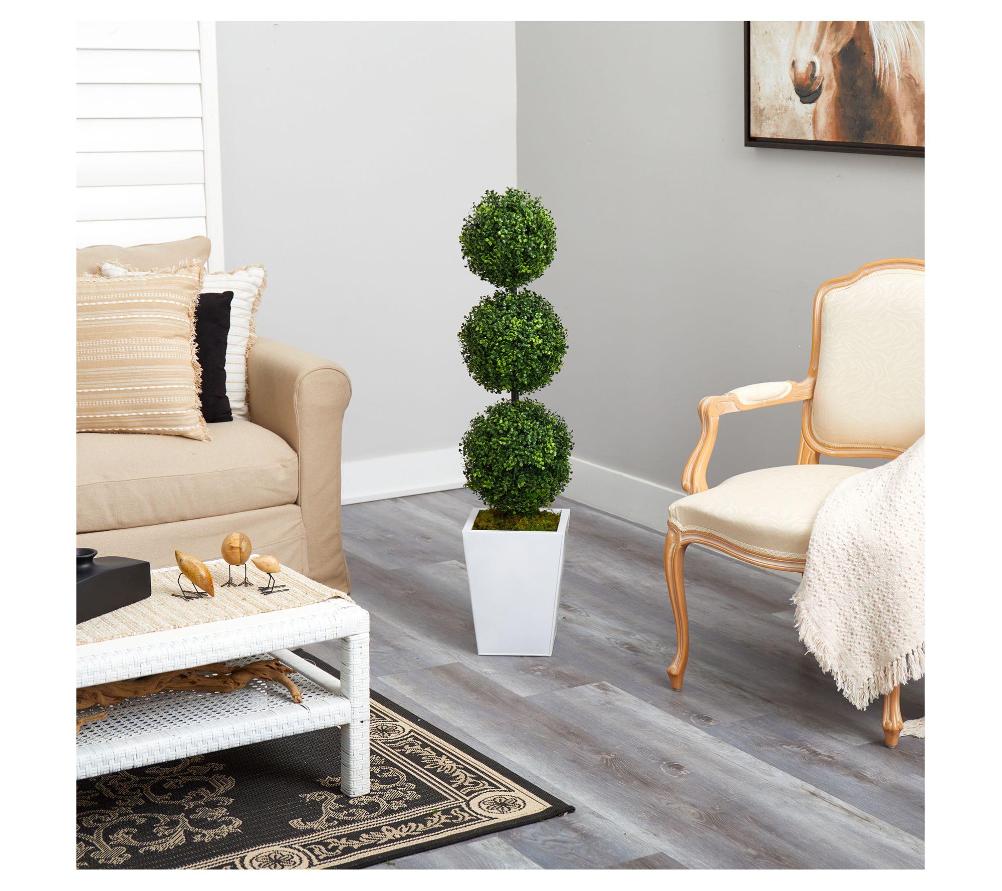 Nearly Natural 46" Boxwood Triple Ball Topiary - QVC.com