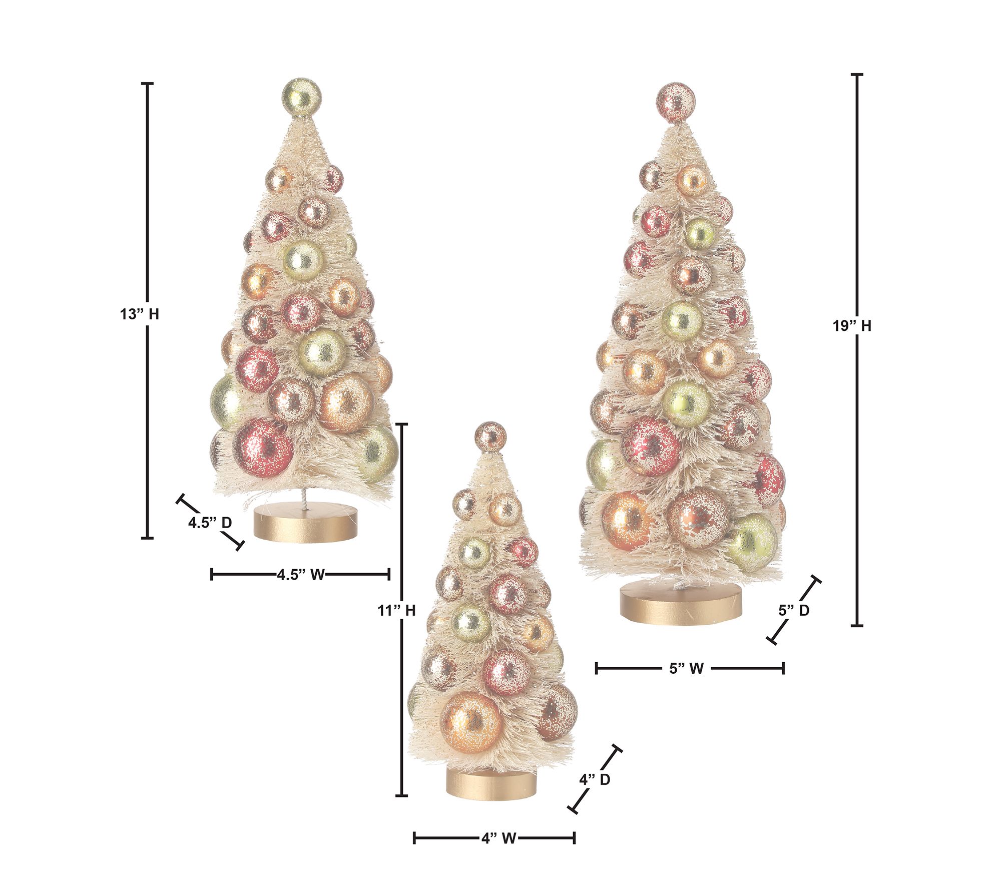 9-13" Regal Sisal Tree With Ball Set of 3 By Valerie - QVC.com