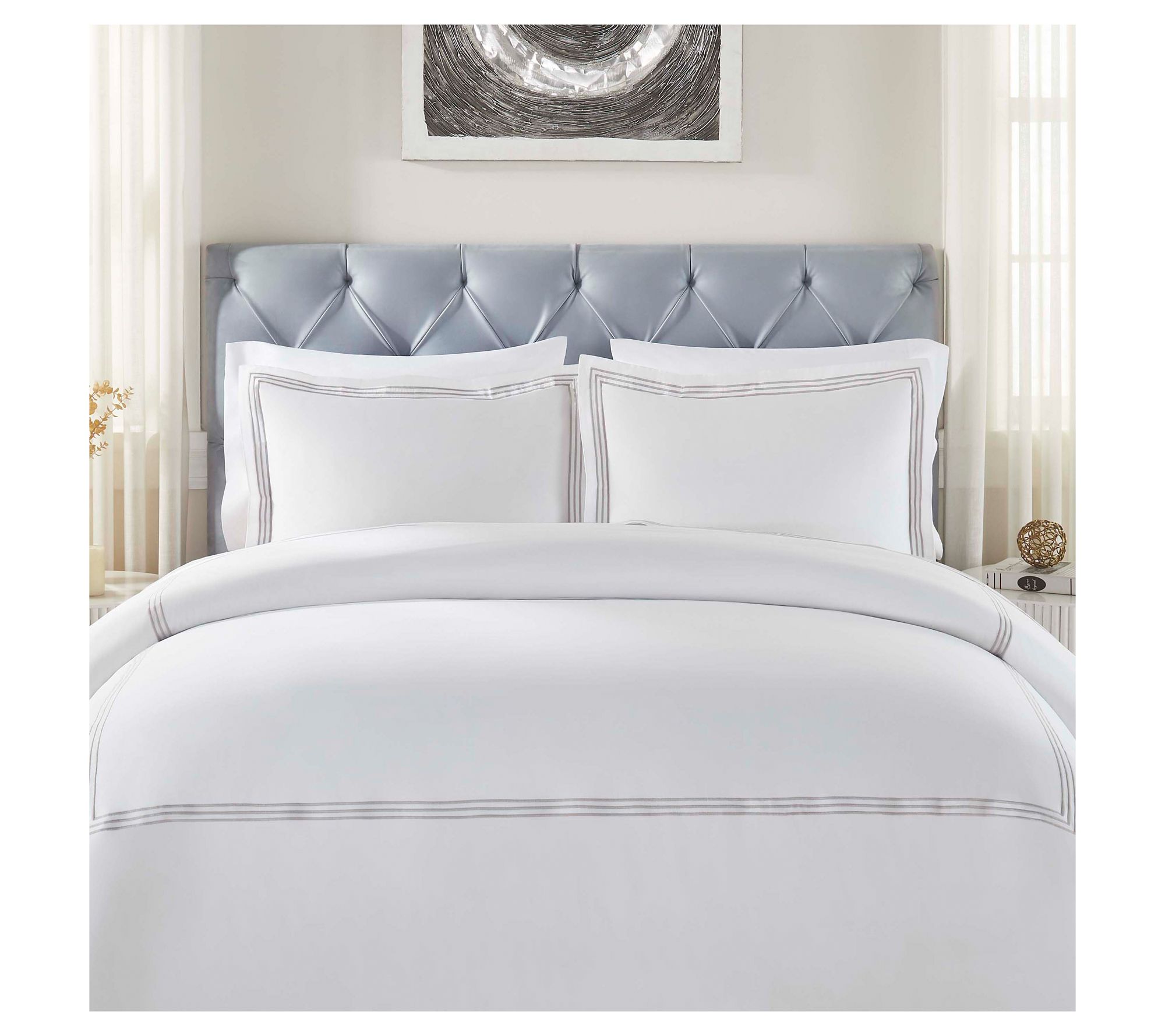 Superior Brandon Cotton Embroidered Duvet Cover Set-KG/Cal.KG - QVC.com