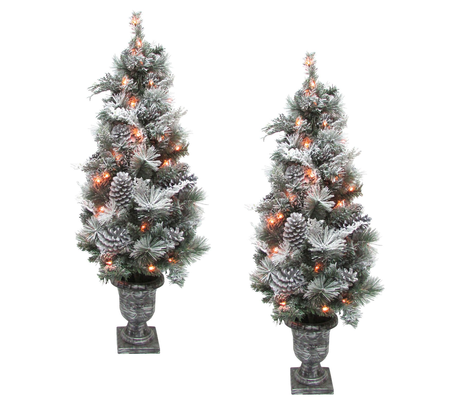 Fraser Hill Farm 4' Christmas Pre-Lit Snow Flocked Porch Tree - QVC.com