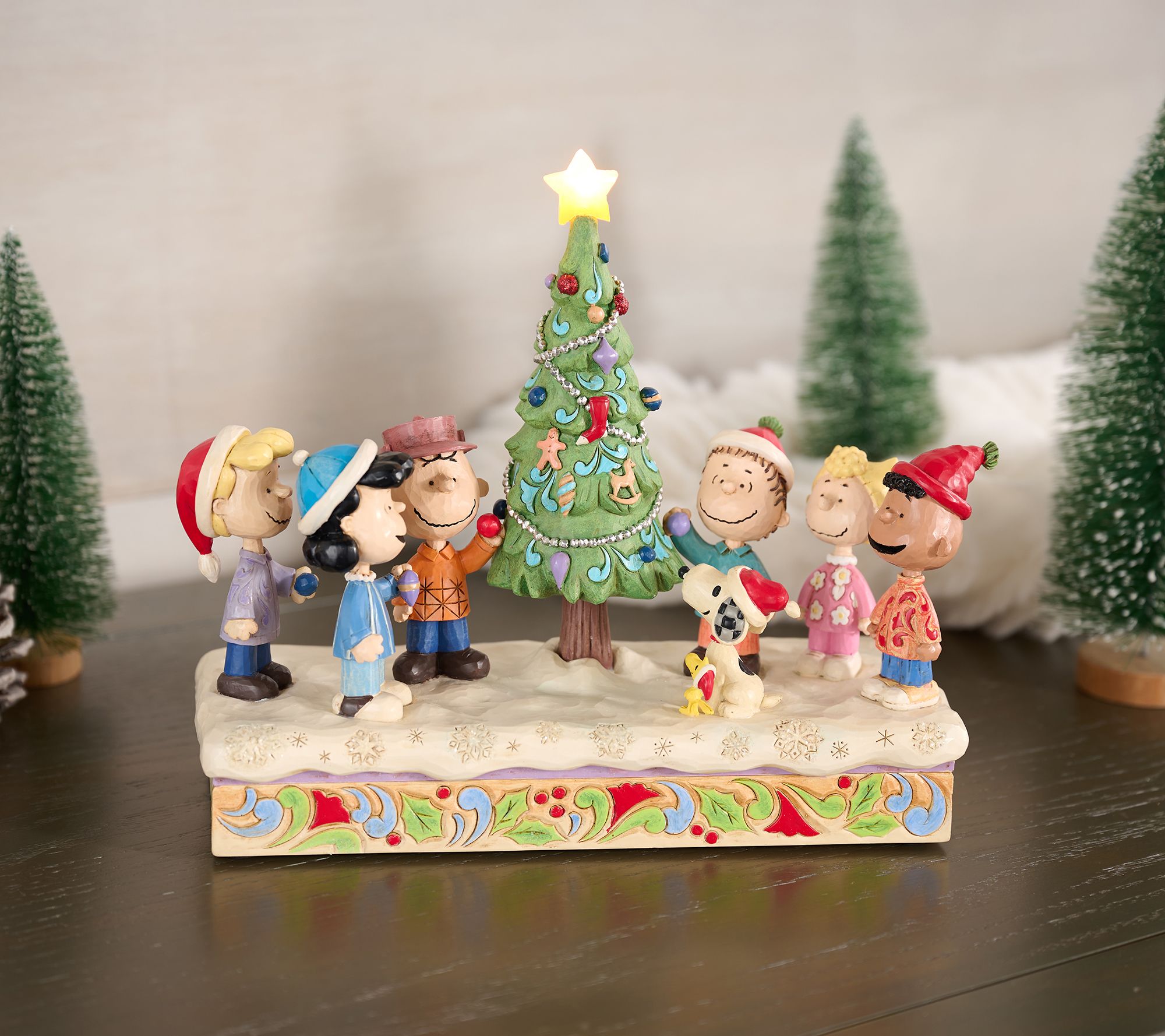 Jim Shore 8" Peanuts Gang Tree Decorating LED Figurine - QVC.com