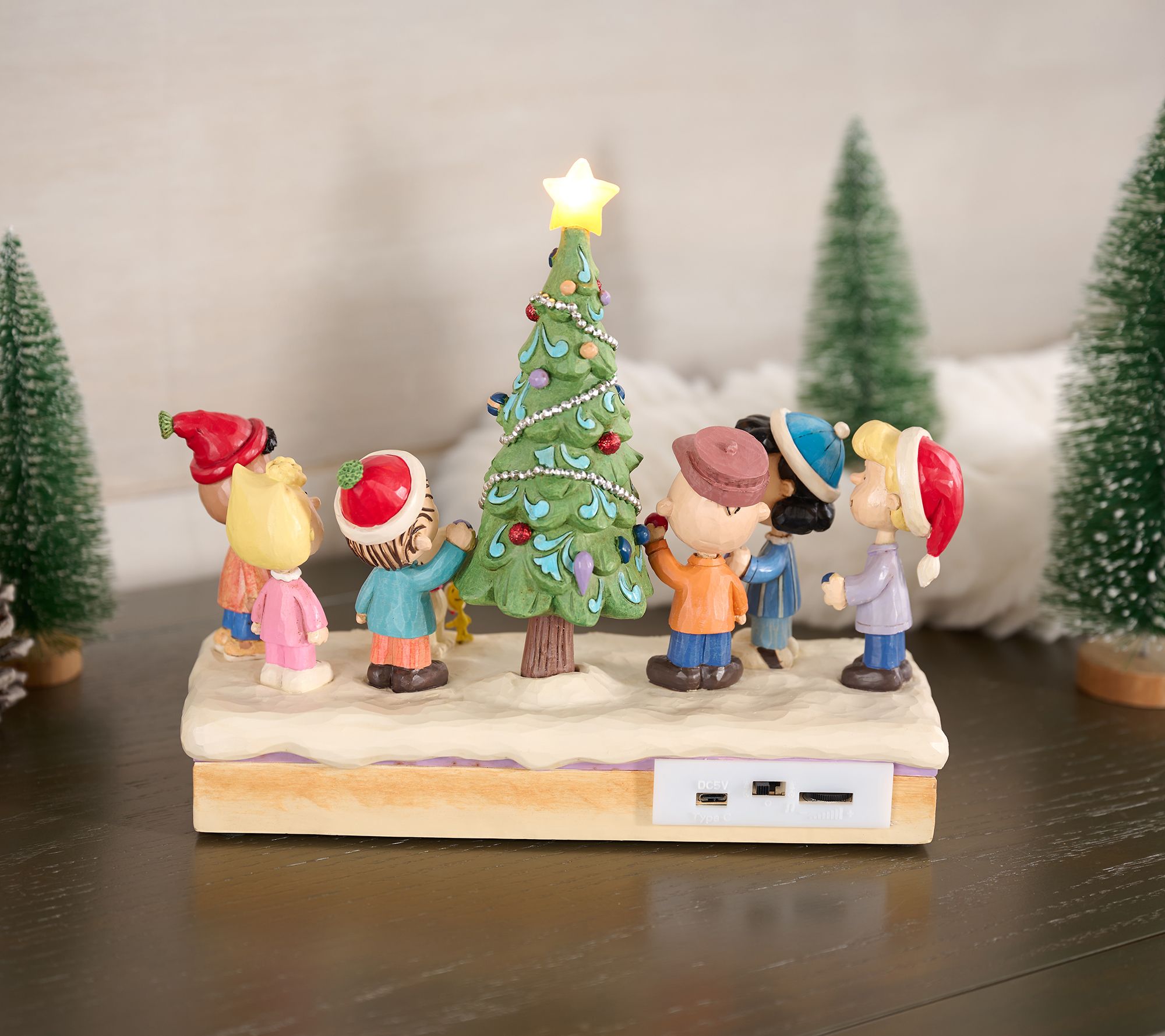 Jim Shore 8" Peanuts Gang Tree Decorating LED Figurine - QVC.com