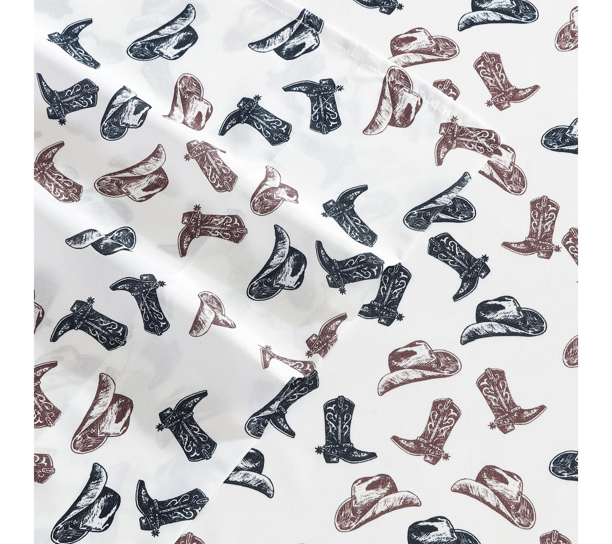 Wrangler Boots N Hats Black/Brown King Microfiber Sheet Set - QVC.com