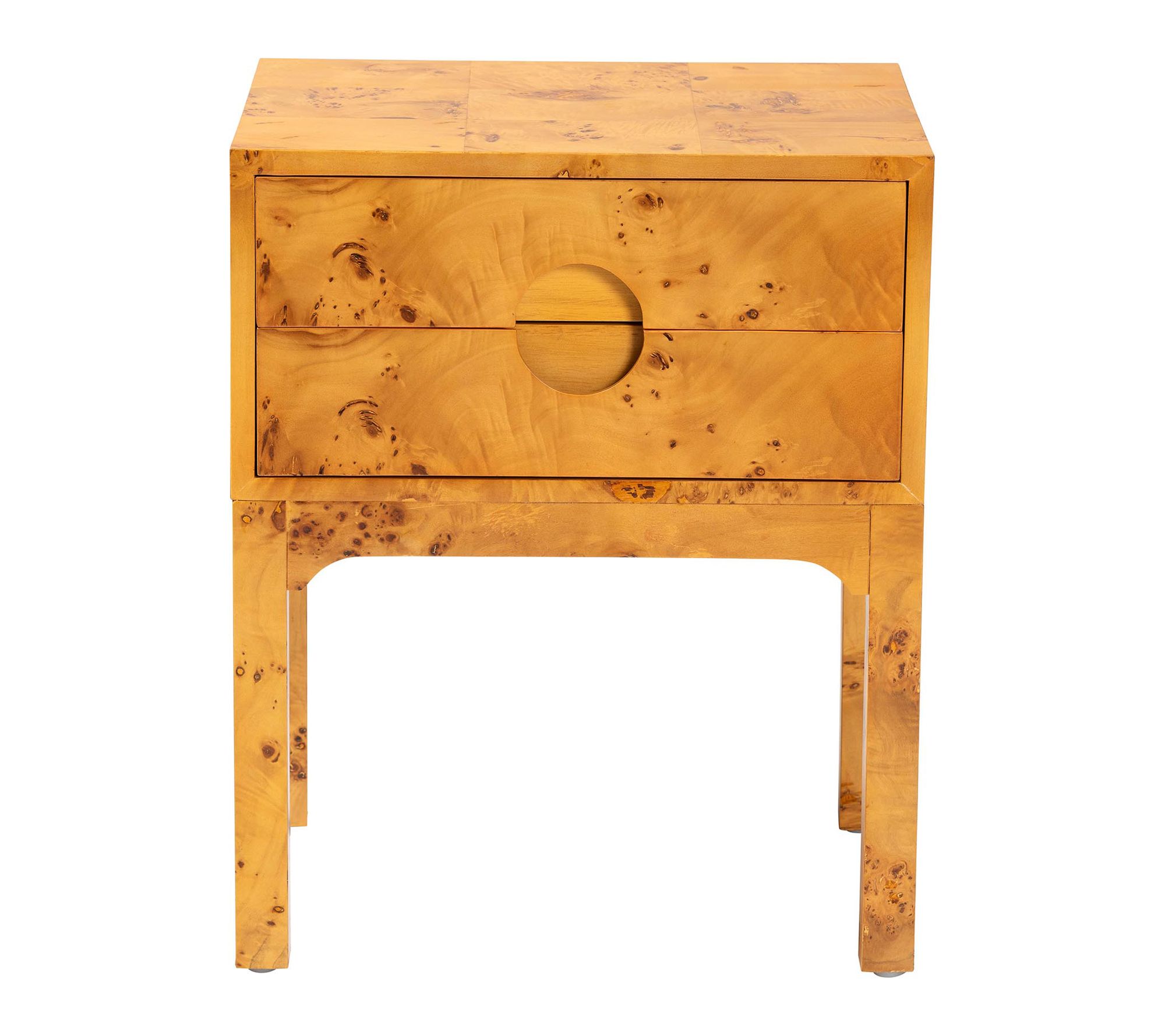 bali & pari Kayla Light Mappa Real Burl Wood Nightstand - QVC.com