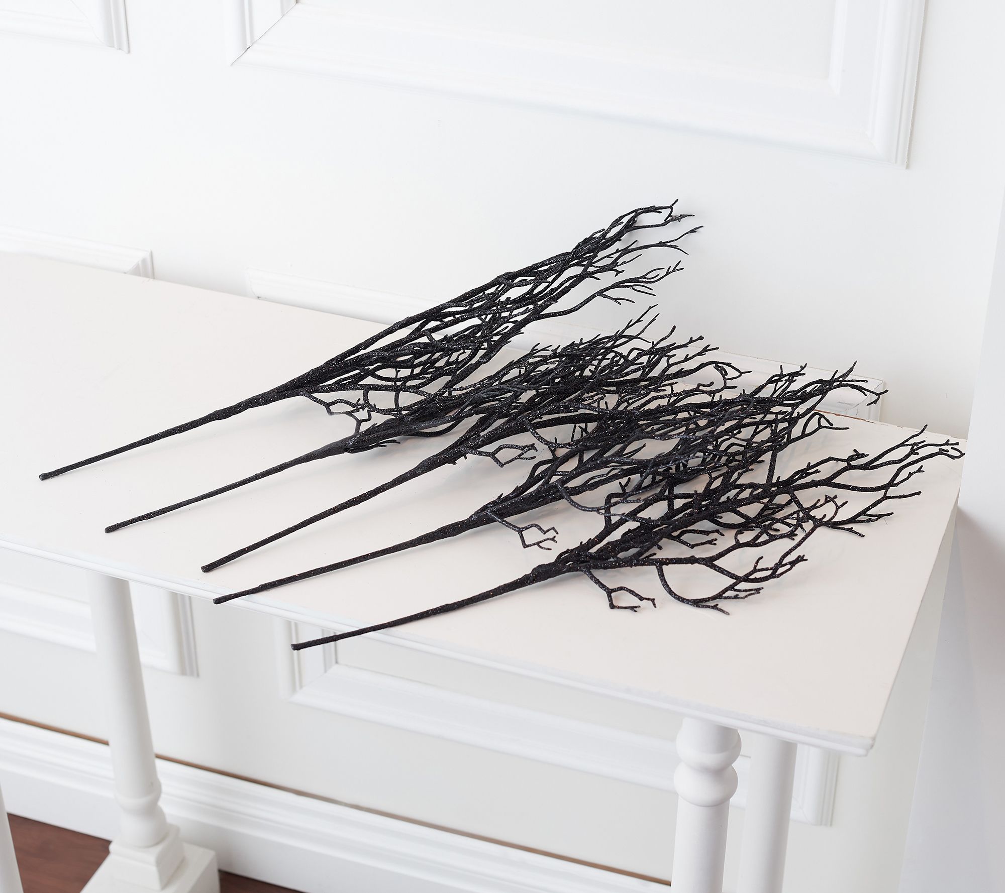 Simply Stunning Set of 5 Black Glitter Twigs by Janine Graff - QVC.com