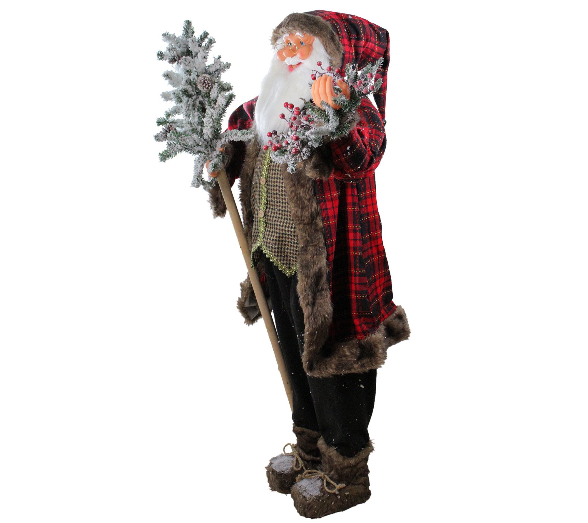 Northlight 5' Standing Santa Figurine w/ Flocked Alpine Tree - QVC.com