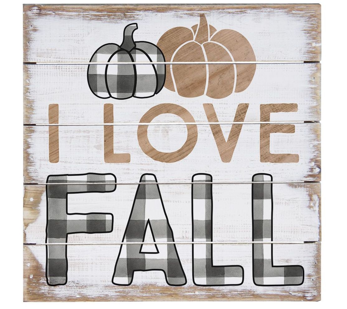 Sincere Surroundings 8" I Love Fall Plaid Pallet Petite - QVC.com