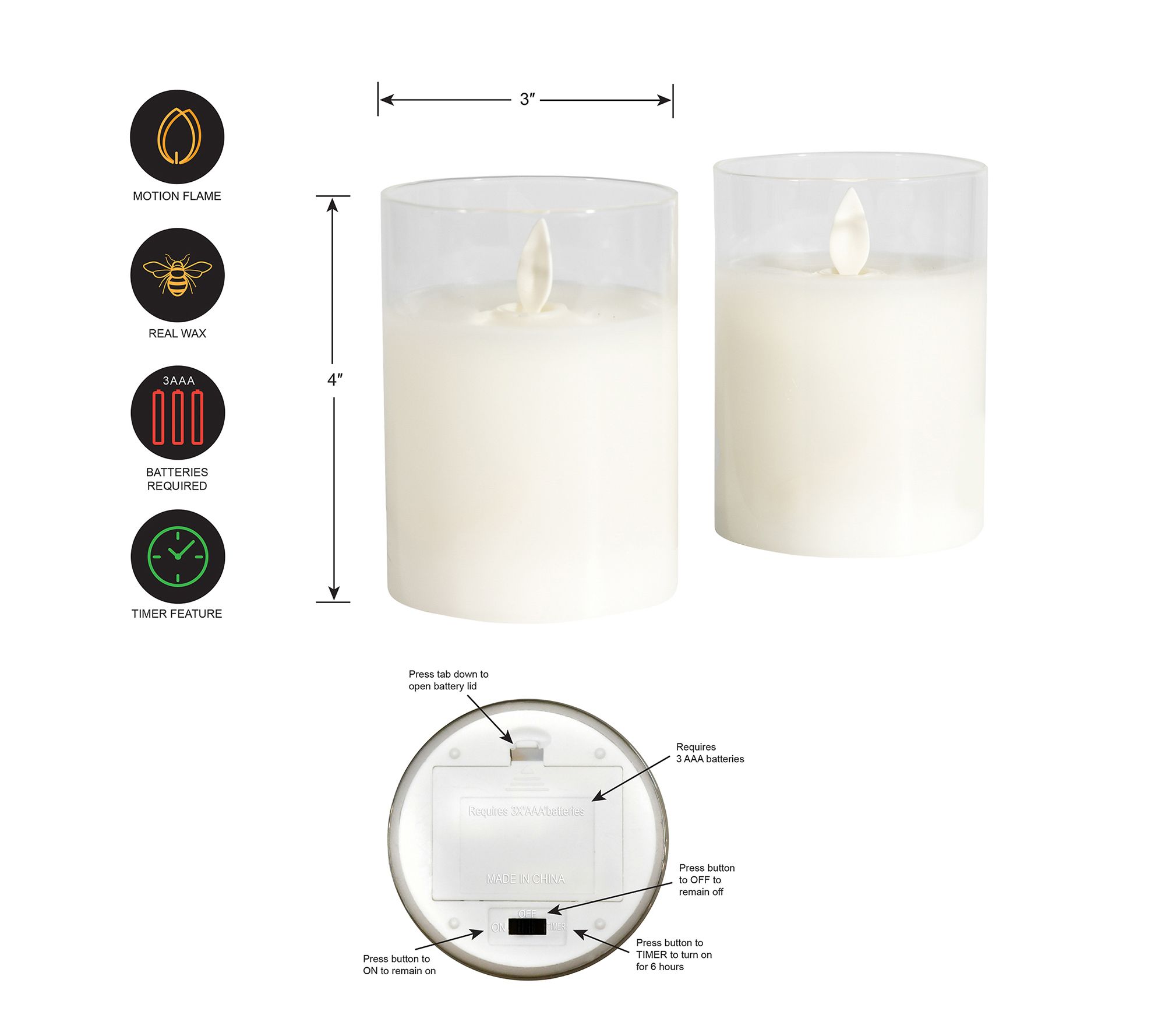 LumaBase B/O LED Glass Candles w/Moving Flame-ct - QVC.com
