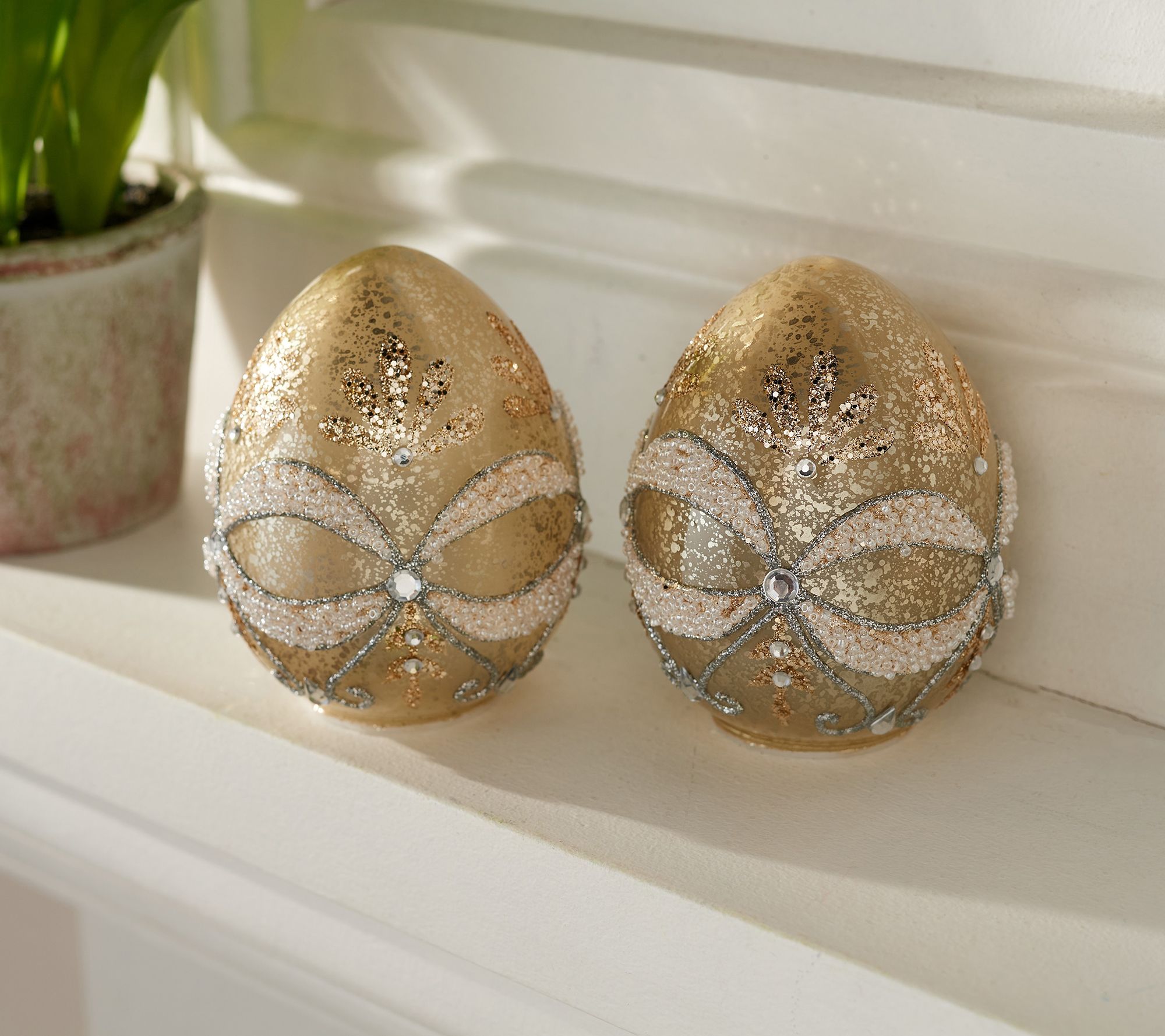 "As Is" Set of 2 Illuminated 4" Mercury Glass Eggs by Valerie - QVC.com