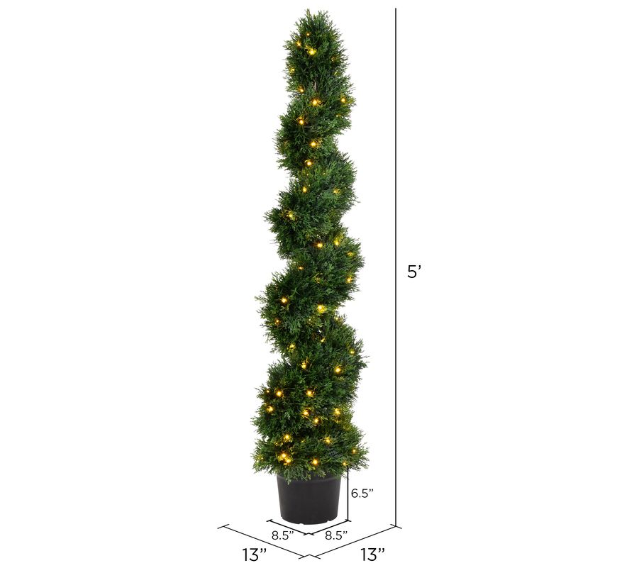 Vickerman LED 5' Cedar Spiral Topiary 130WW lights - QVC.com