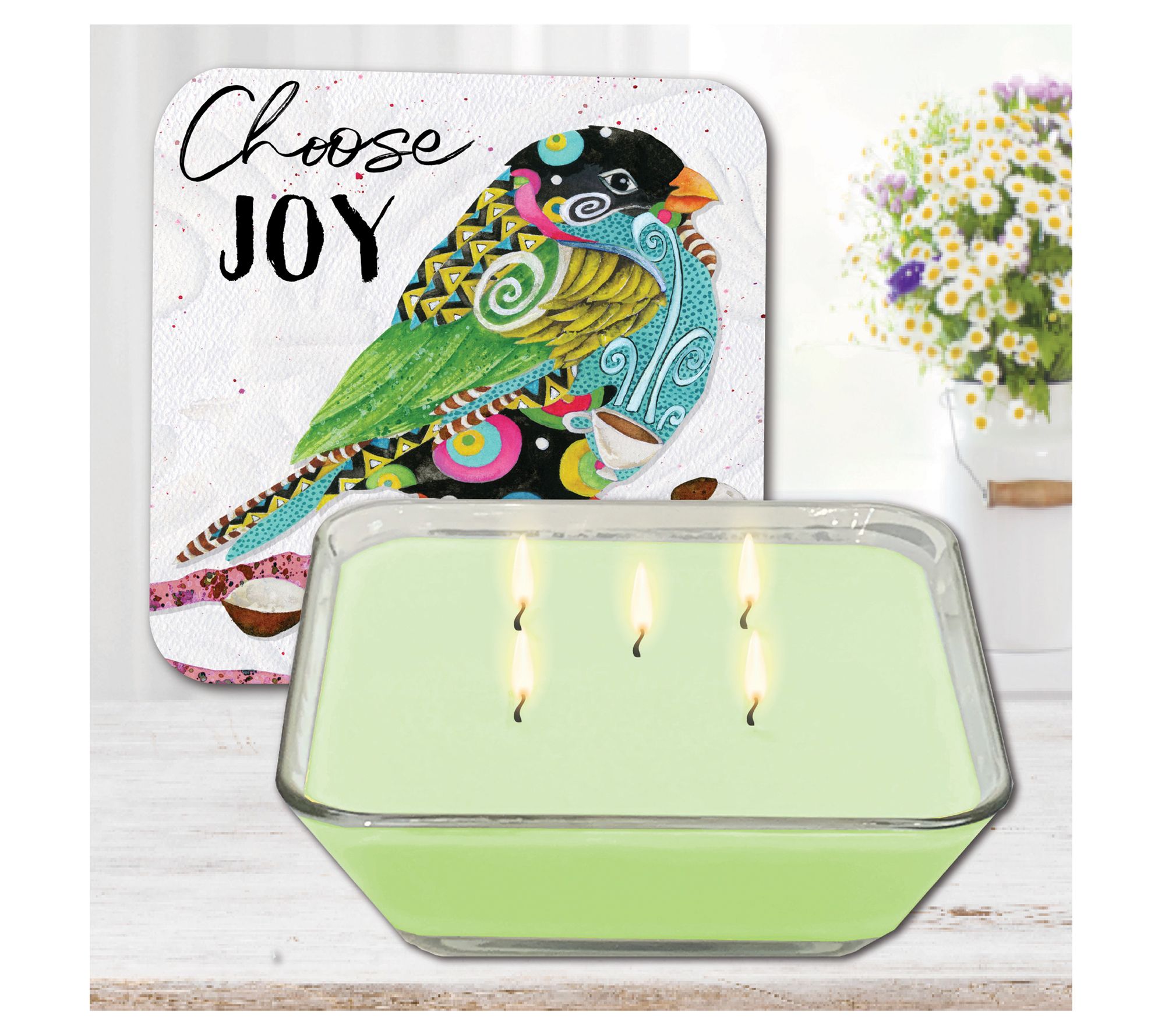 Courtside Market Choose Joy Soy Wax Candle & Artboard - QVC.com