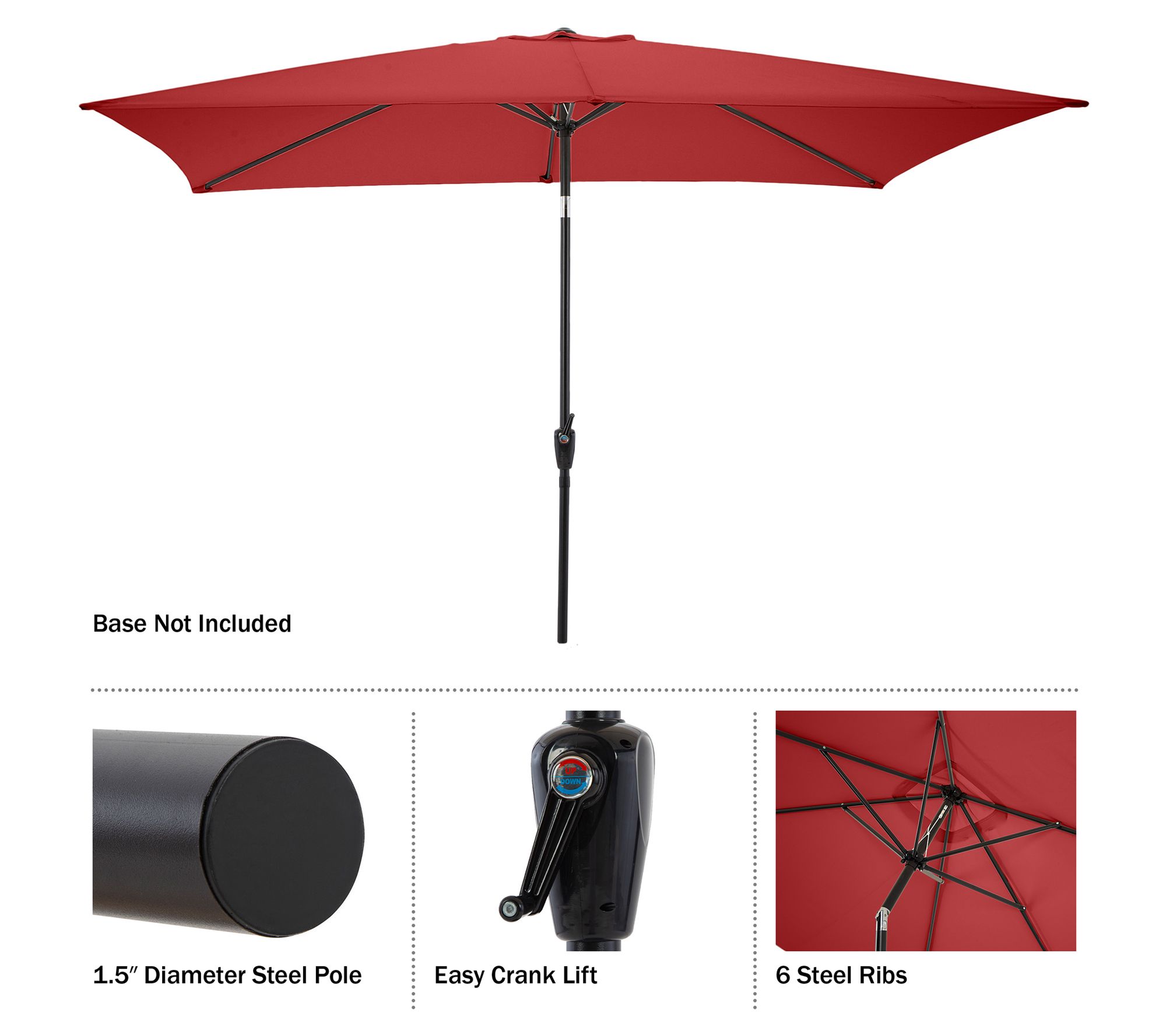 Pure Garden 10 Ft Rectangular Patio Umbrella Ea sy Crank Shade - QVC.com