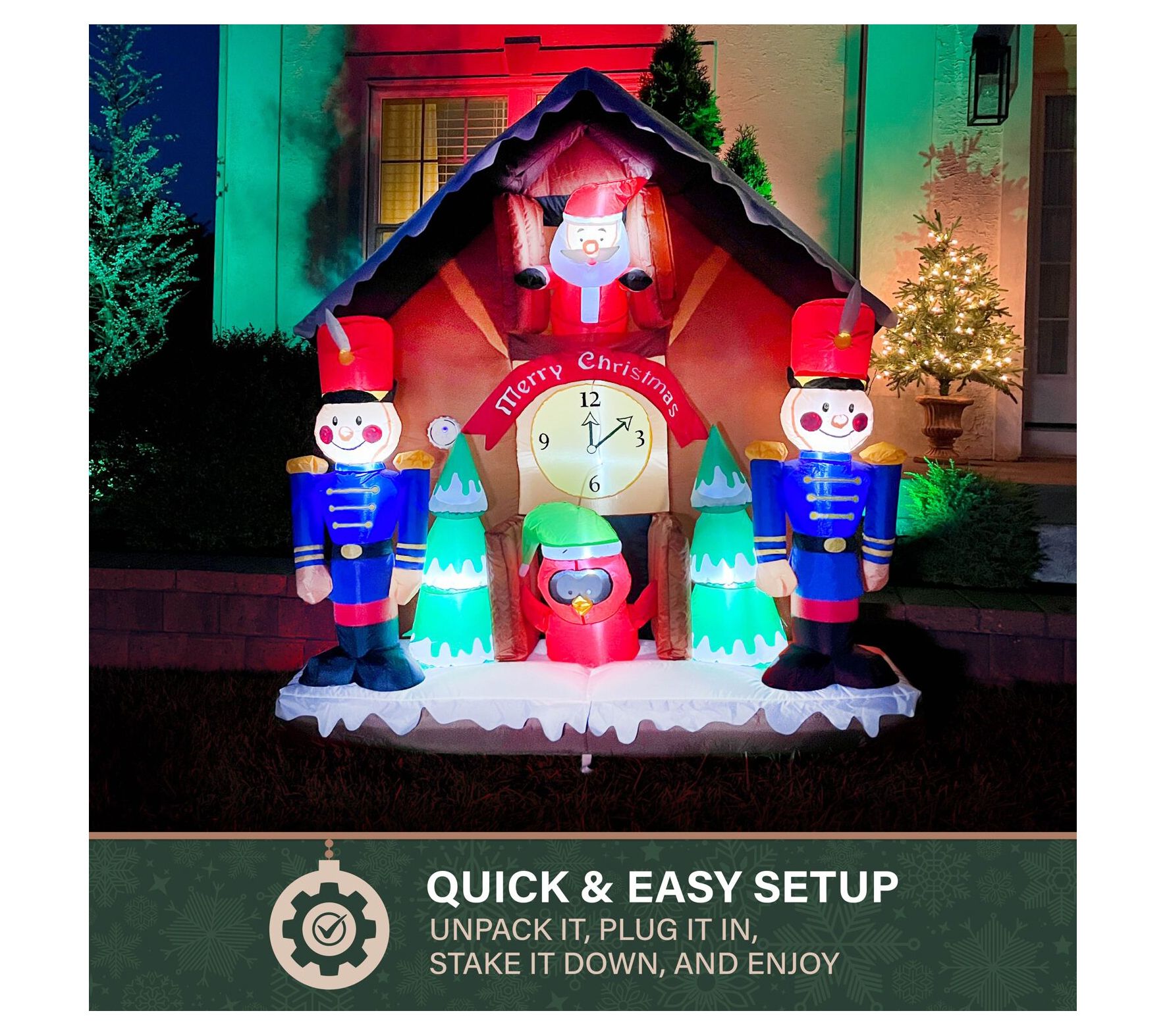Fraser Hill Farm 6" Tall Prelit Santa Nutcracker Cuckoo Clock - QVC.com