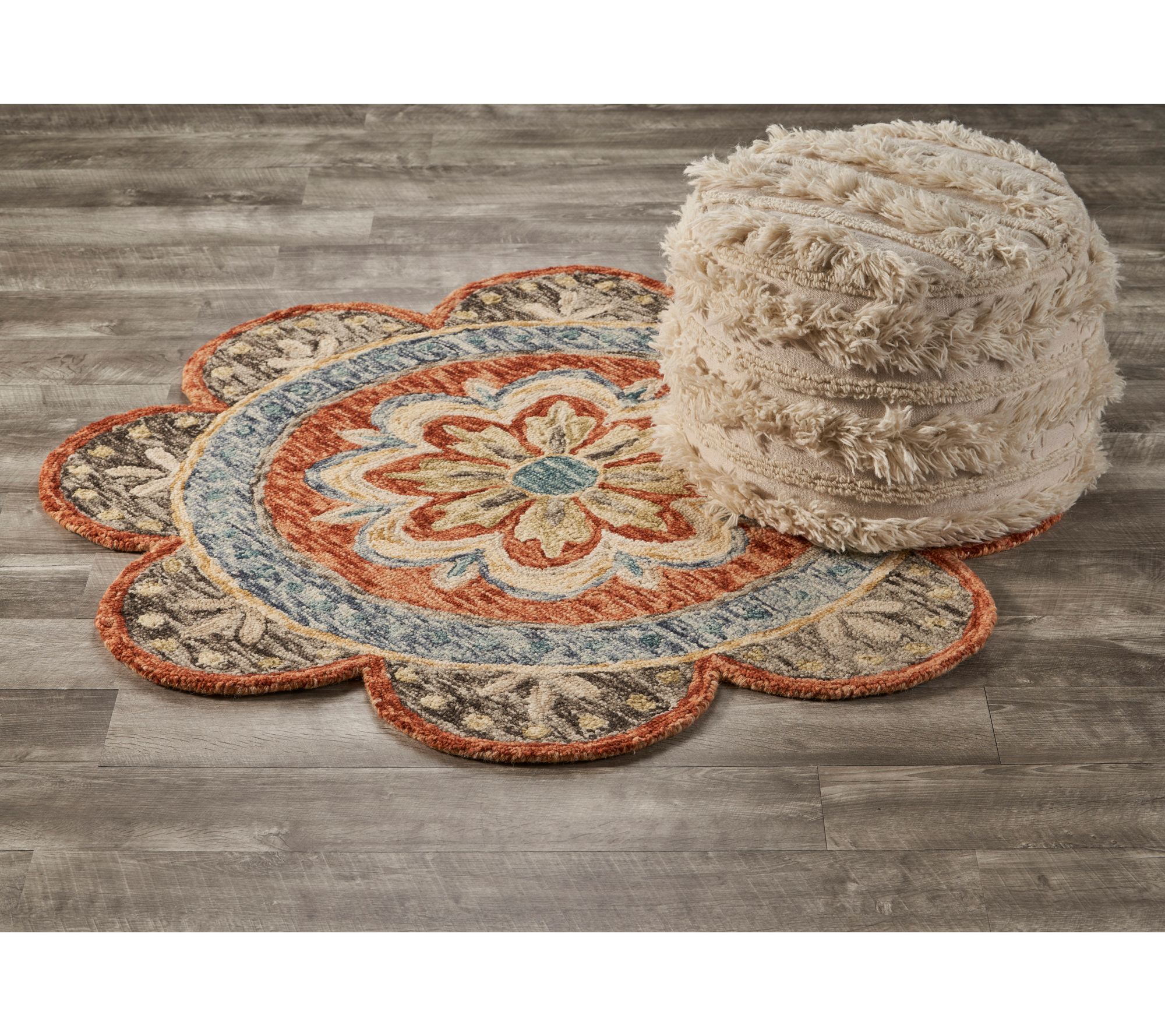Ox Bay Michelle Floral Medallion Wool Indoor 4'Round Rug - QVC.com