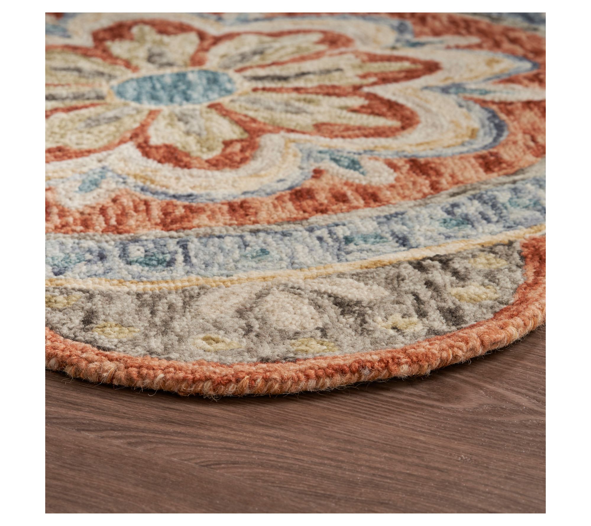Ox Bay Michelle Floral Medallion Wool Indoor 4'Round Rug - QVC.com