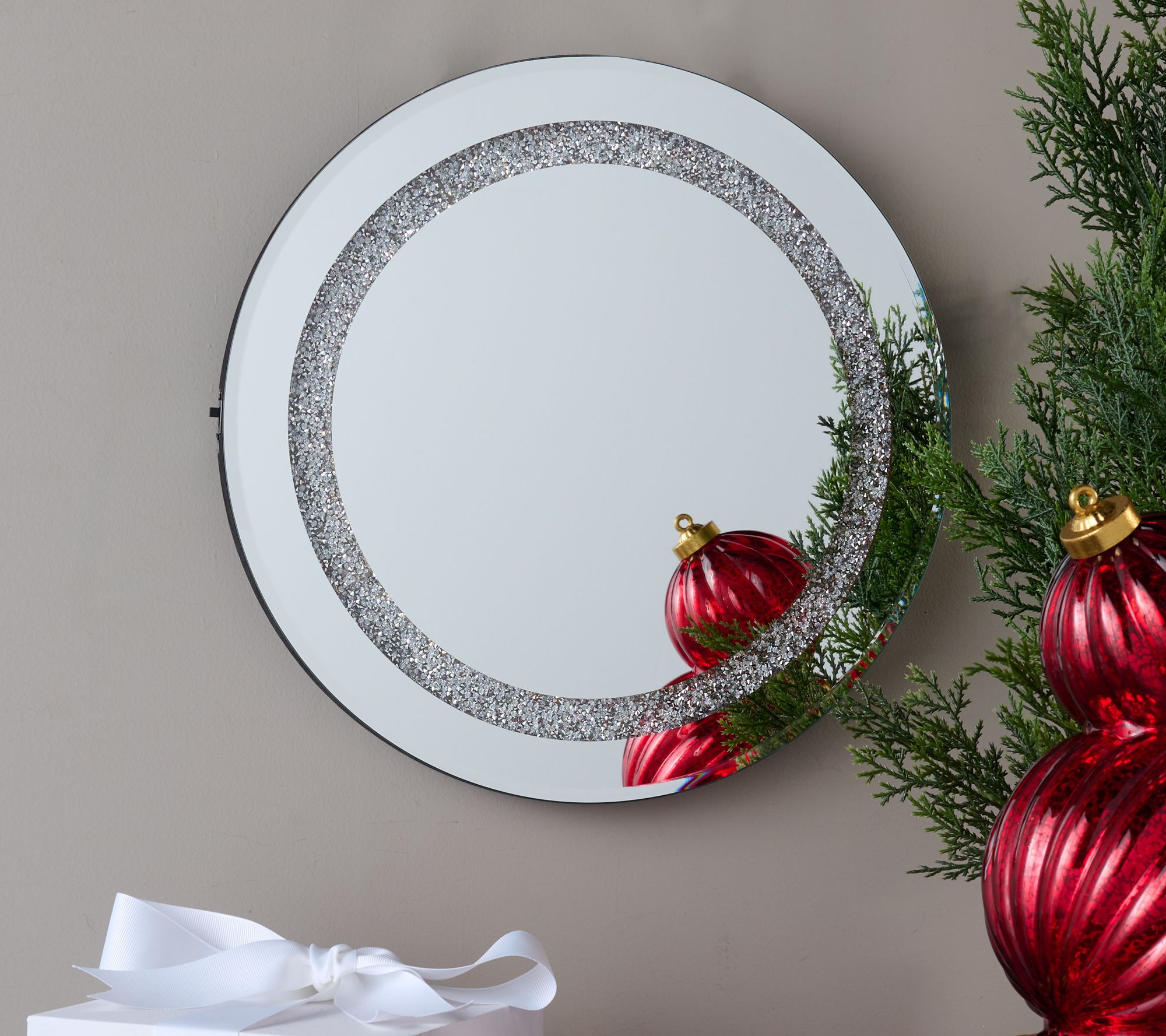 14" Illuminated Round Beveled Mirror by Valerie - QVC.com
