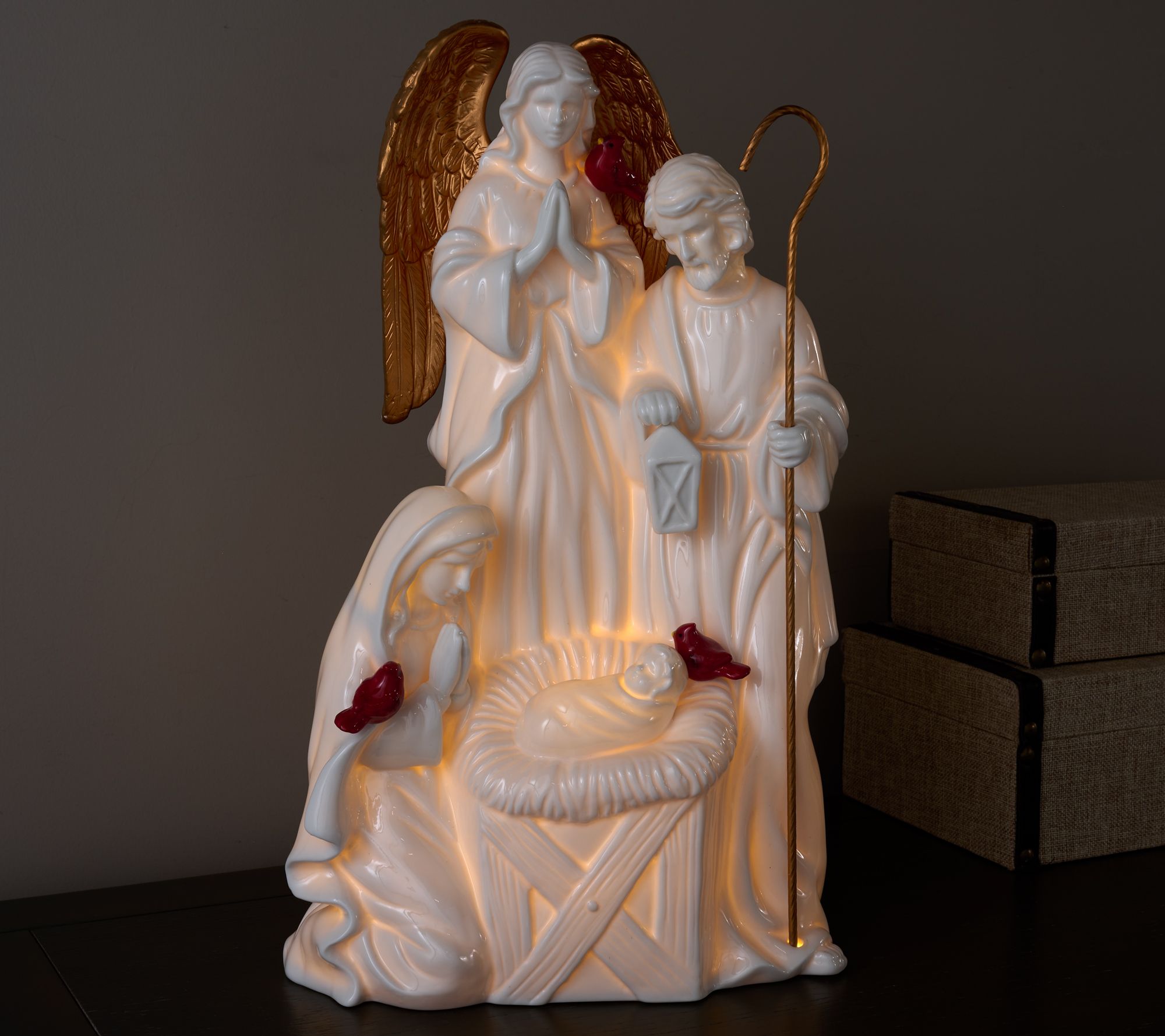 Jane x Home Reflections 17" Lit Ceramic Cardinal Nativity - QVC.com