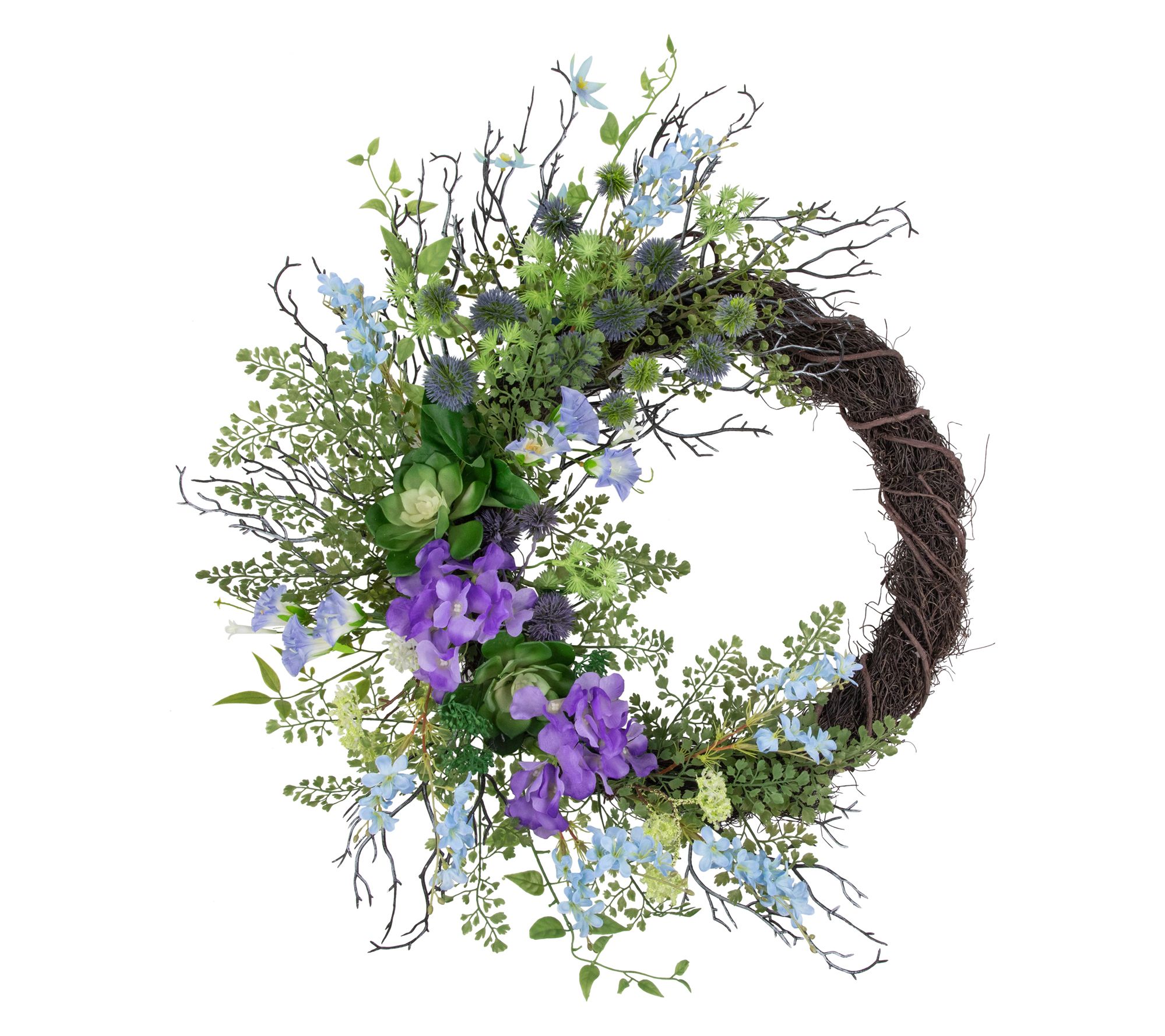 Northlight Mixed Wild Flowers and Twig Spring Wreath 24-Inch - QVC.com