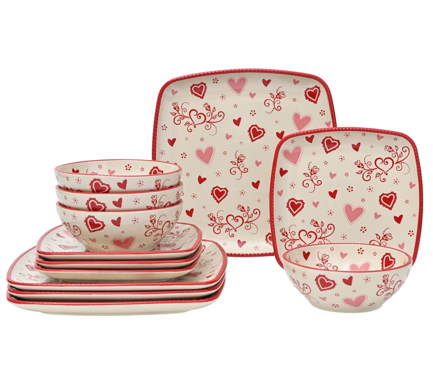 "As Is" Temp-tations Seasonal 12-Pc Square Dinnerware Set - QVC.com