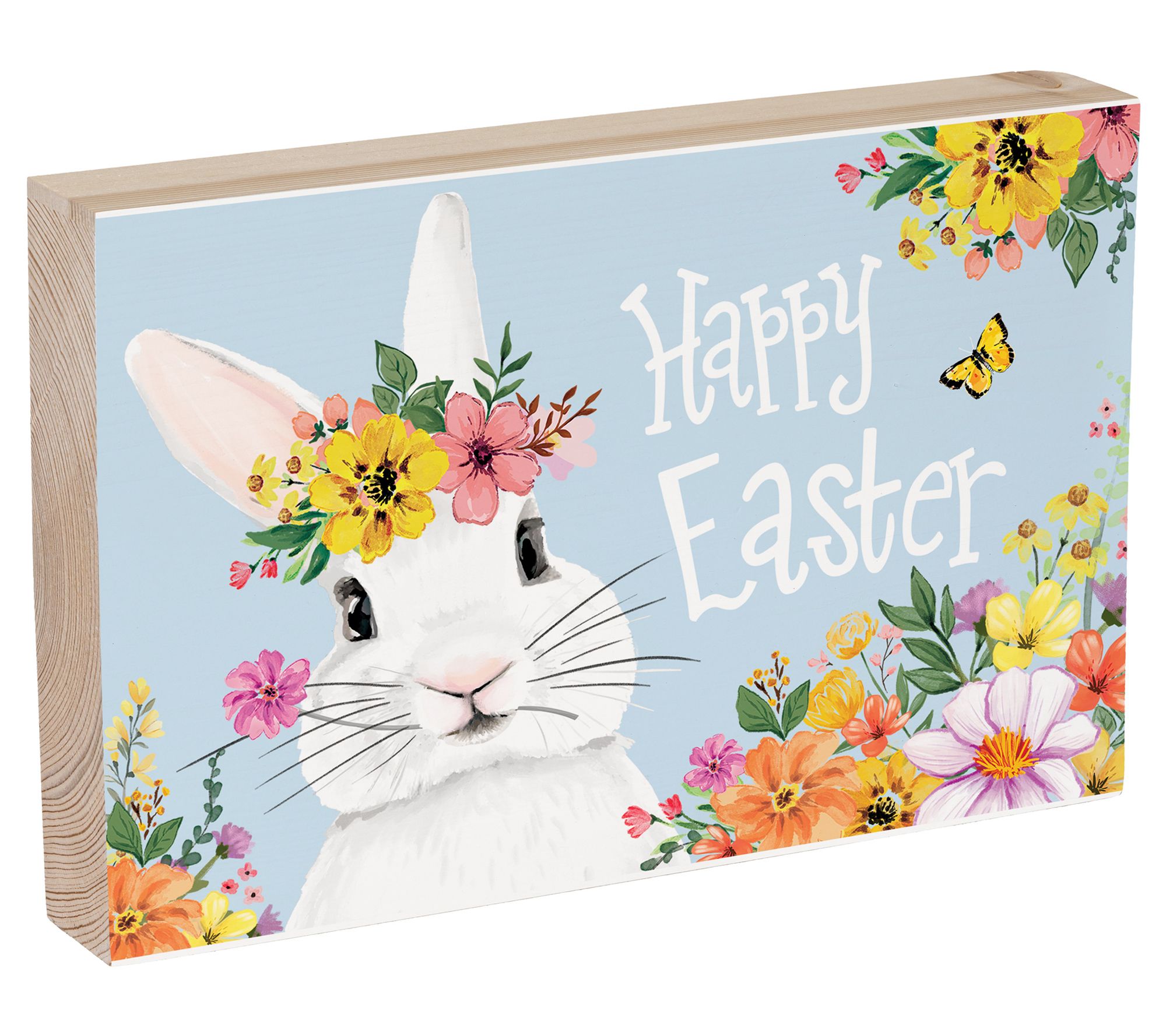 Evergreen 12"x8" Happy Easter Bunny Wood TableSign - QVC.com