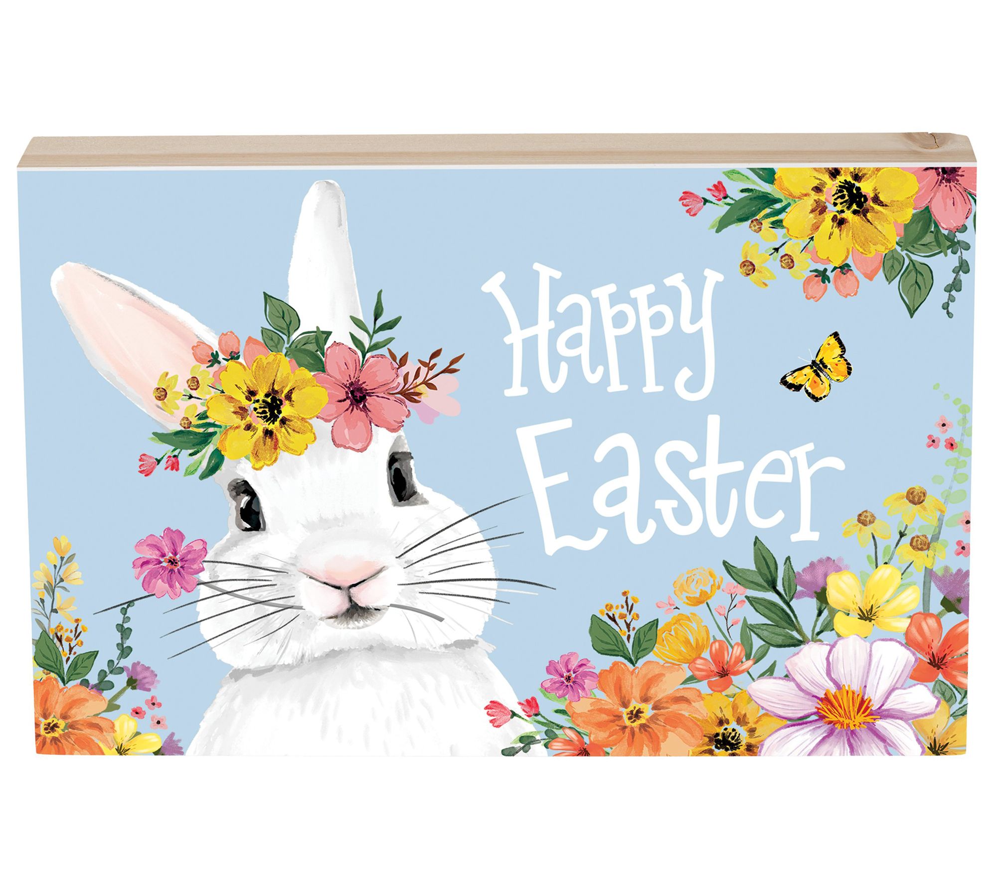 Evergreen 12"x8" Happy Easter Bunny Wood TableSign - QVC.com