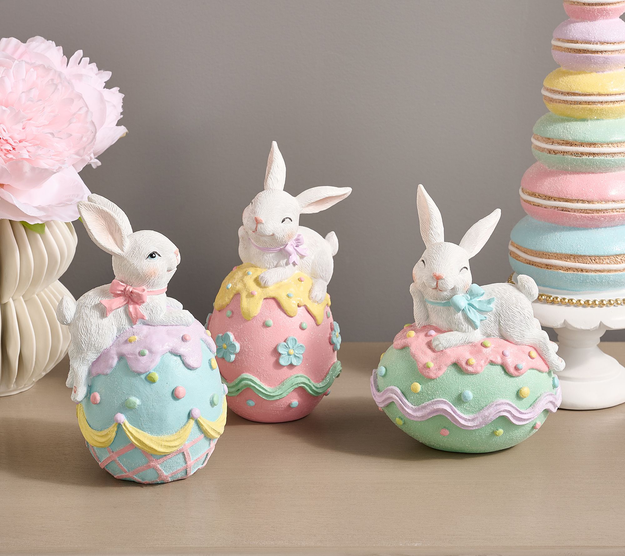 "As Is" Set of 3 Bunnies with Easter Eggs by Valerie - QVC.com