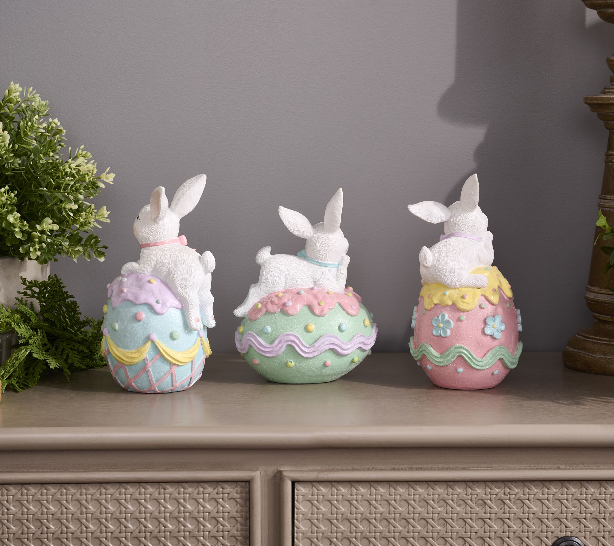 "As Is" Set of 3 Bunnies with Easter Eggs by Valerie - QVC.com