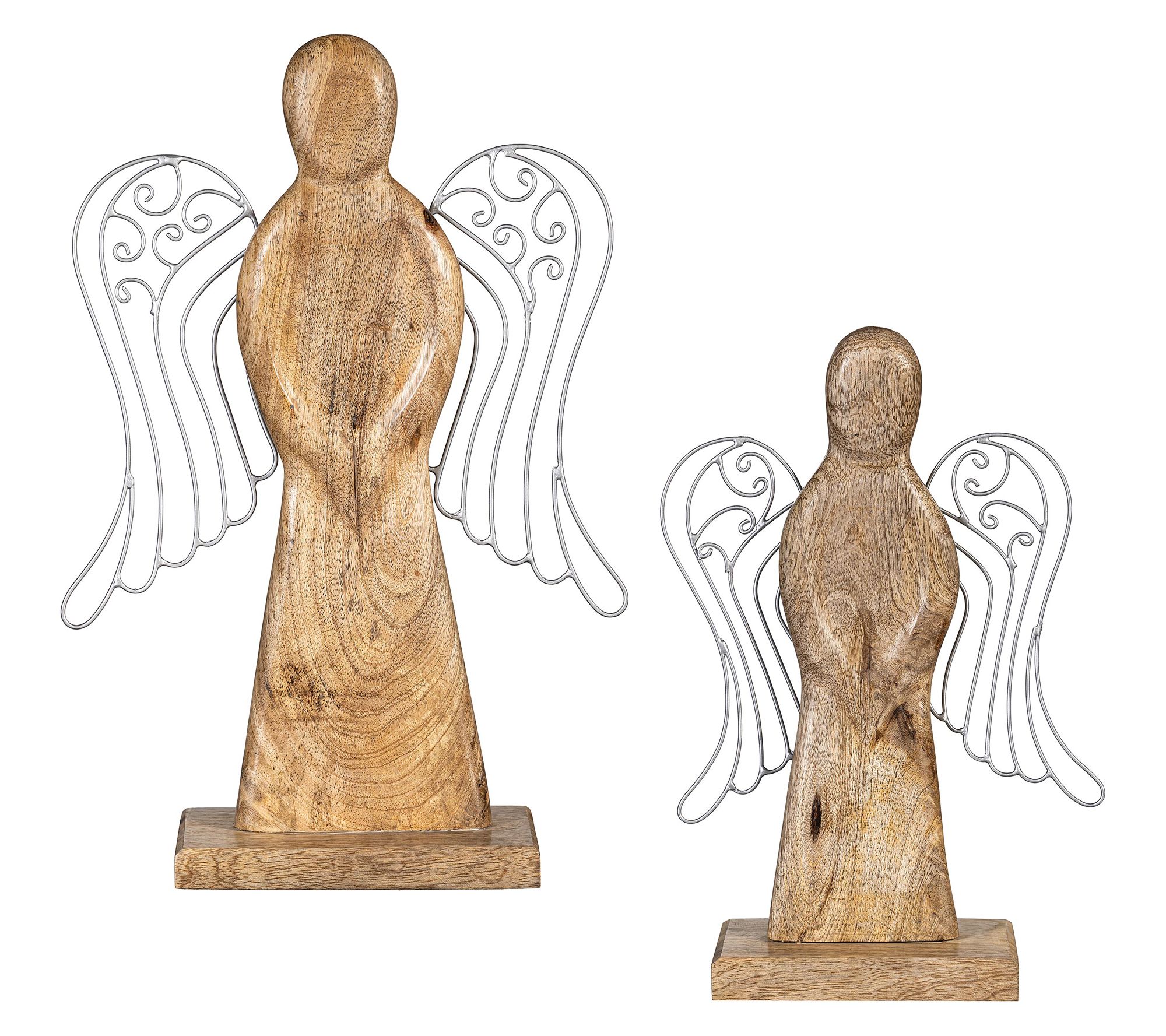 Evergreen Set of 2 Wood & Metal Angels Table Decor - QVC.com