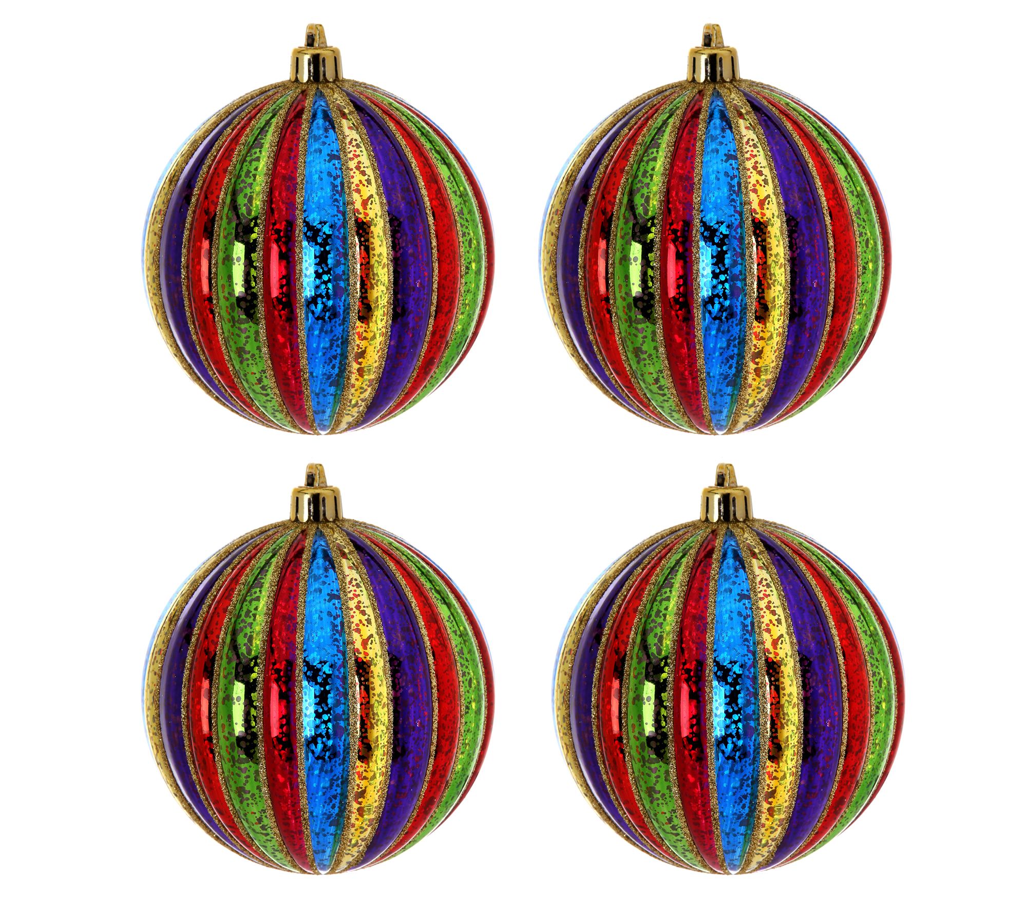 4" Shatterproof Striped Ball Ornament Box Of 4by Valerie - QVC.com
