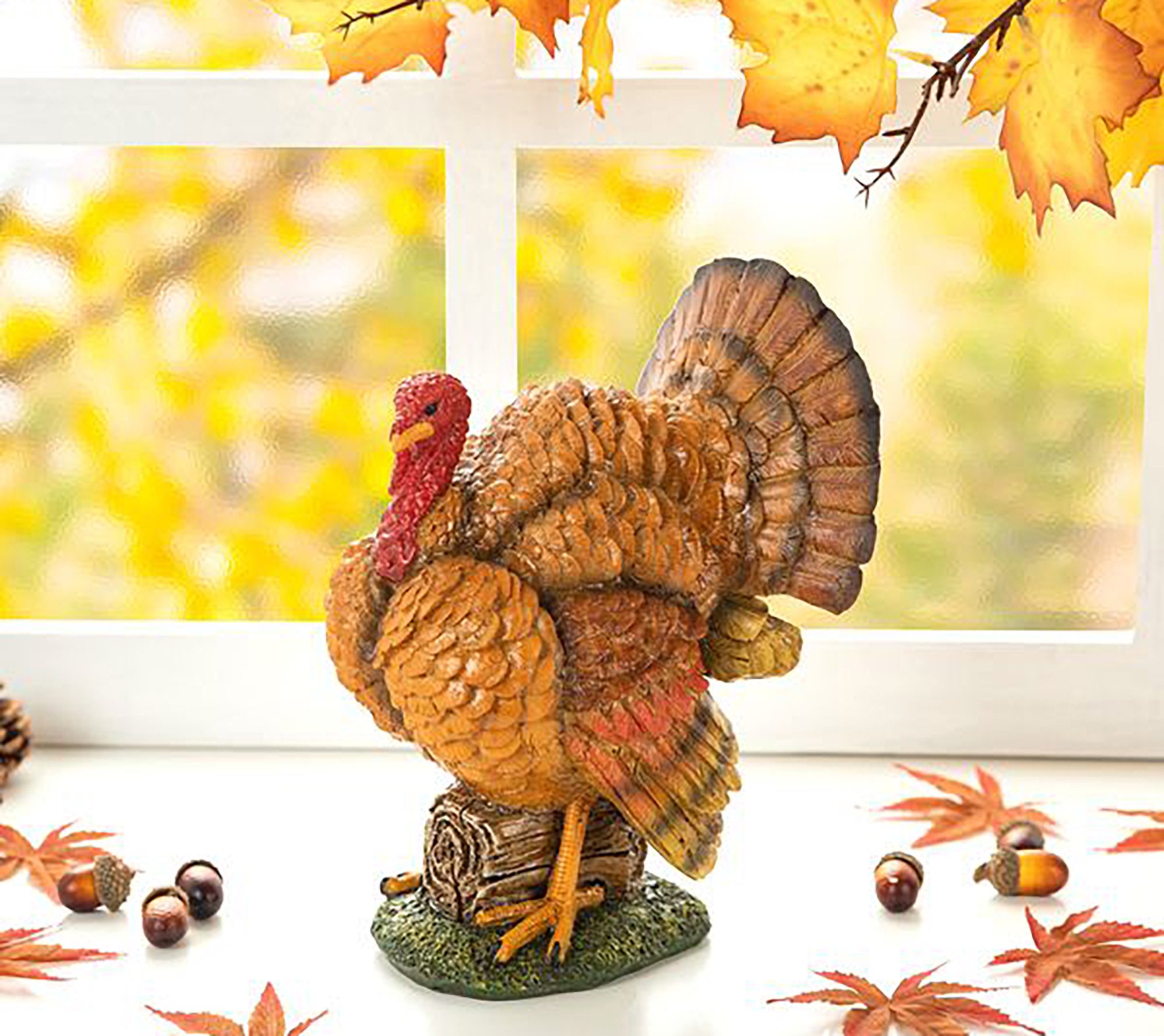 Glitzhome 9.5"H Thanksgiving Resin Turkey Table Decor - QVC.com