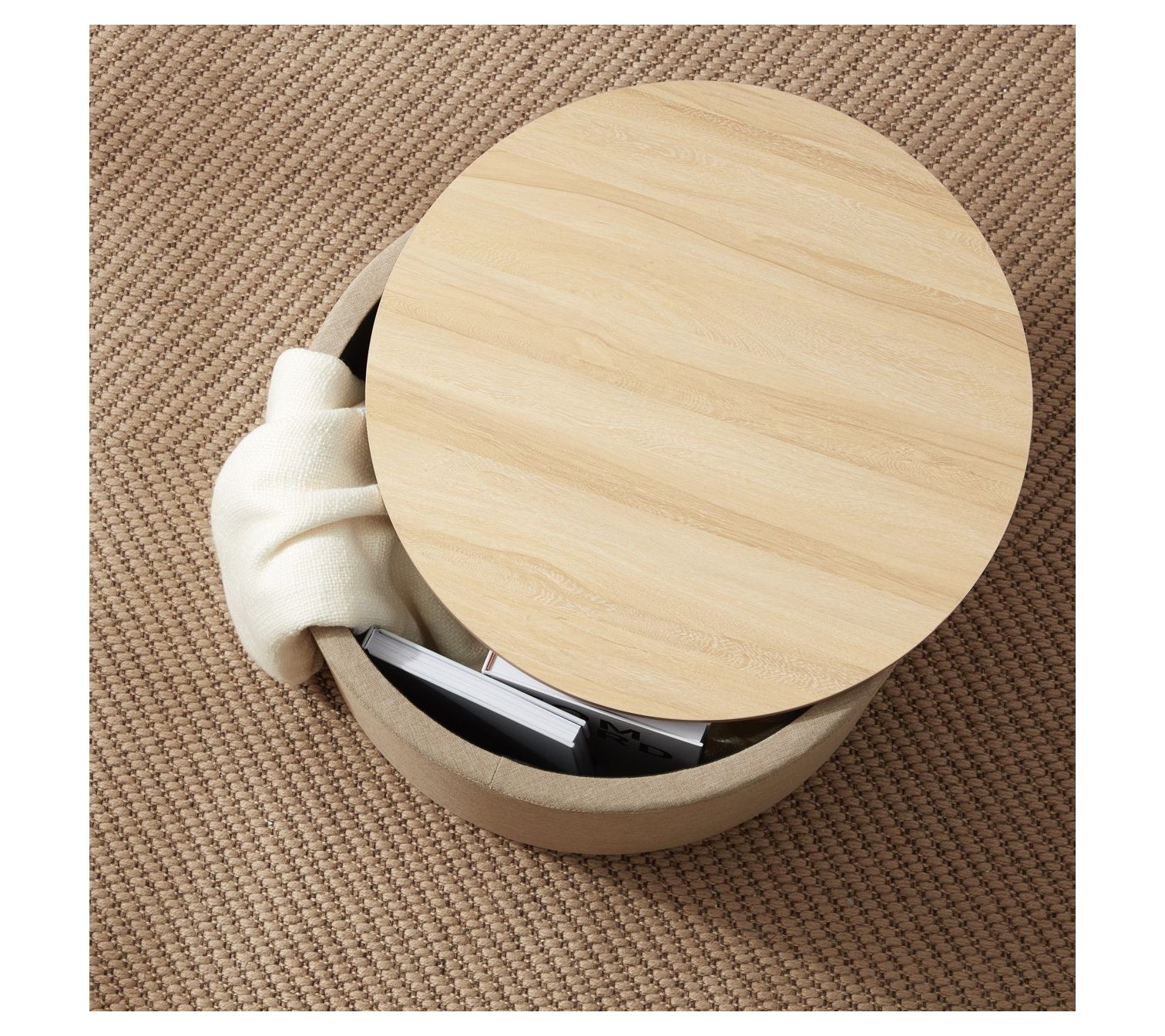 Ornavo Home Parker Large Round Coffee Table Sto rage Ottoman - QVC.com